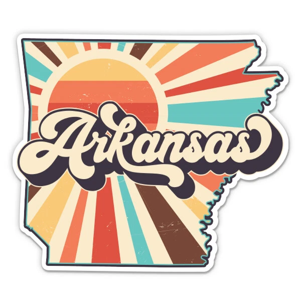 Arkansas Retro Style State Sticker Phone Decal Water Bottle Stickers ...