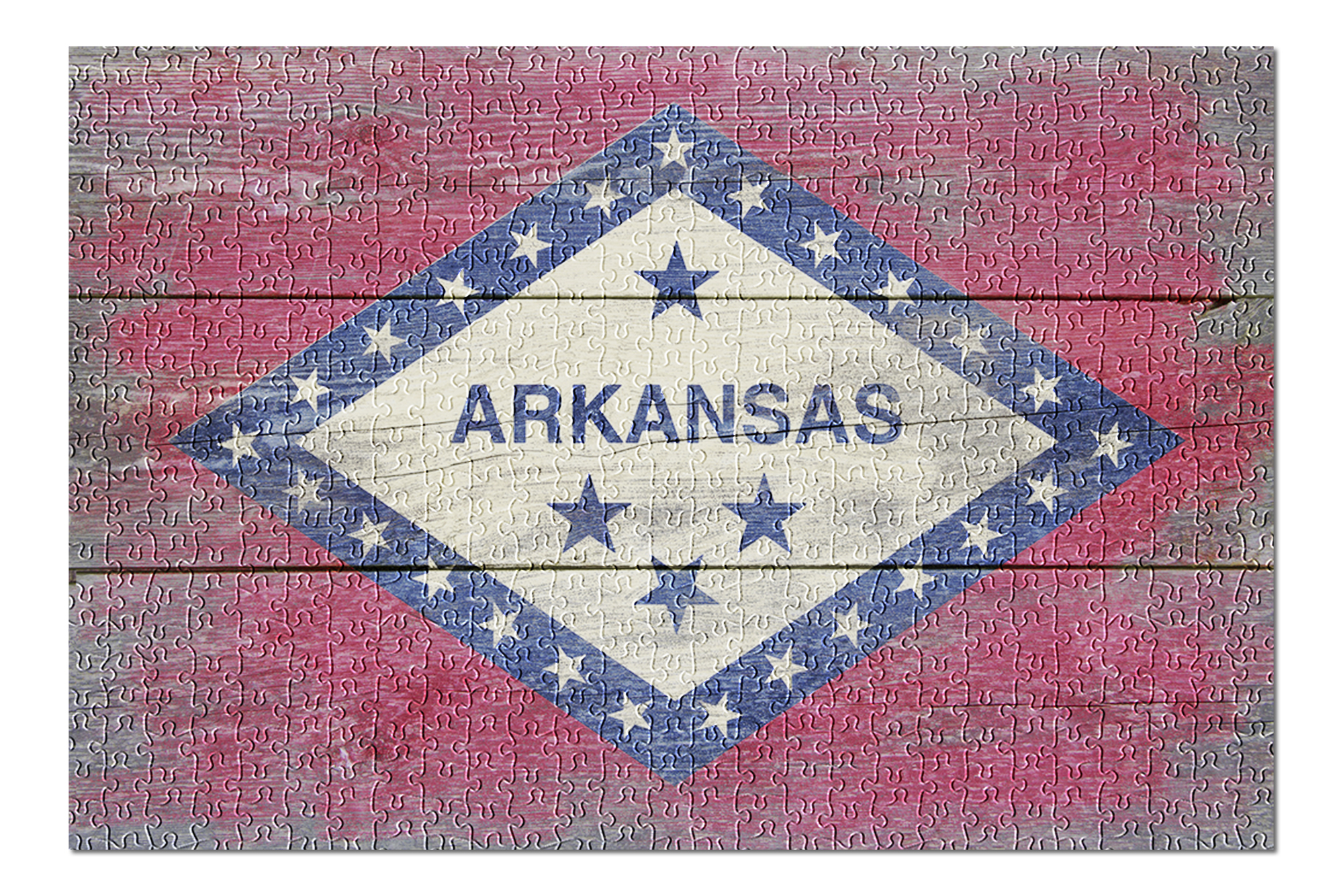 Arkansas, Rustic State Flag, 500 Piece Challenging 19 x 27 Jigsaw ...