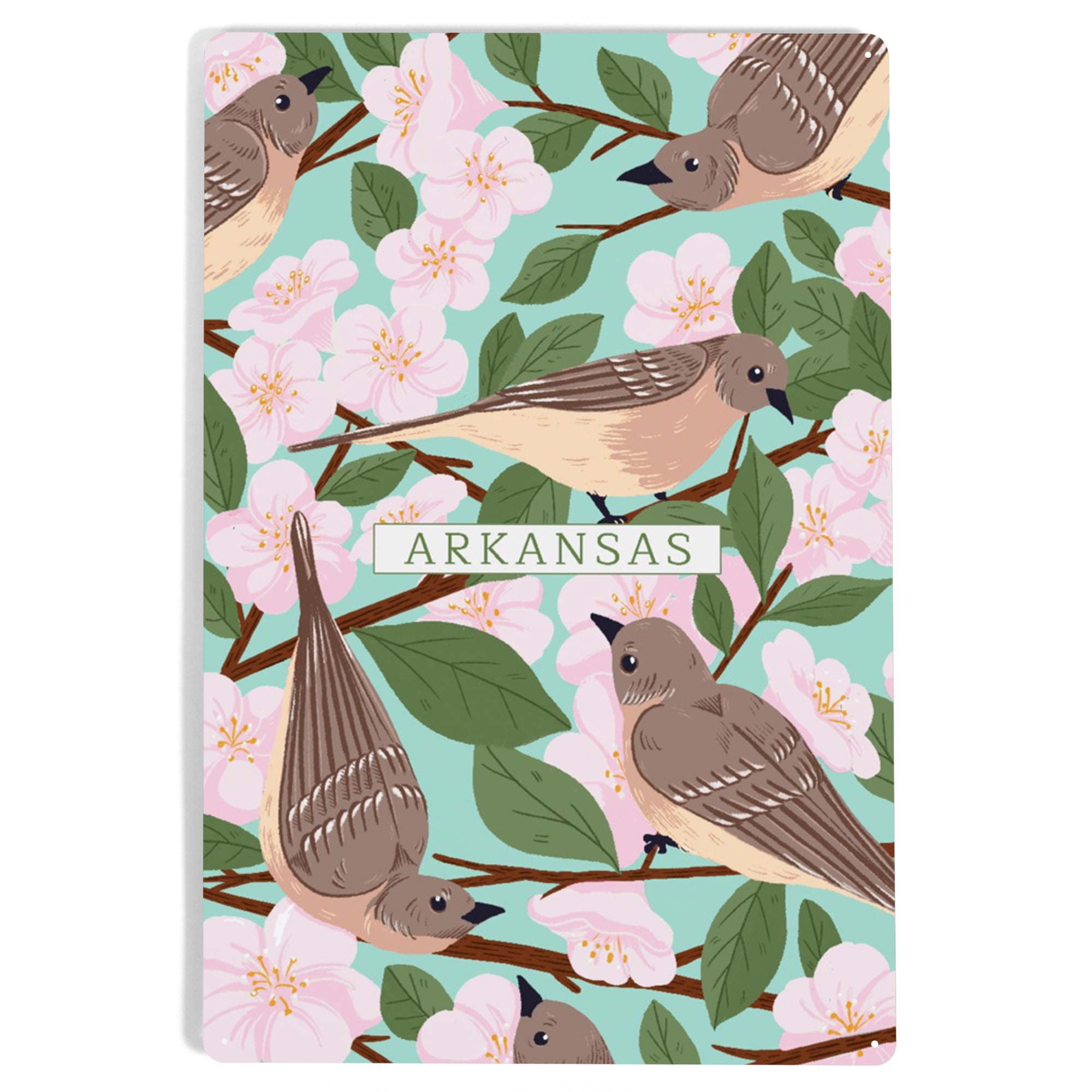 Arkansas, State Bird and Flower Collection, Mockingbird and Apple ...