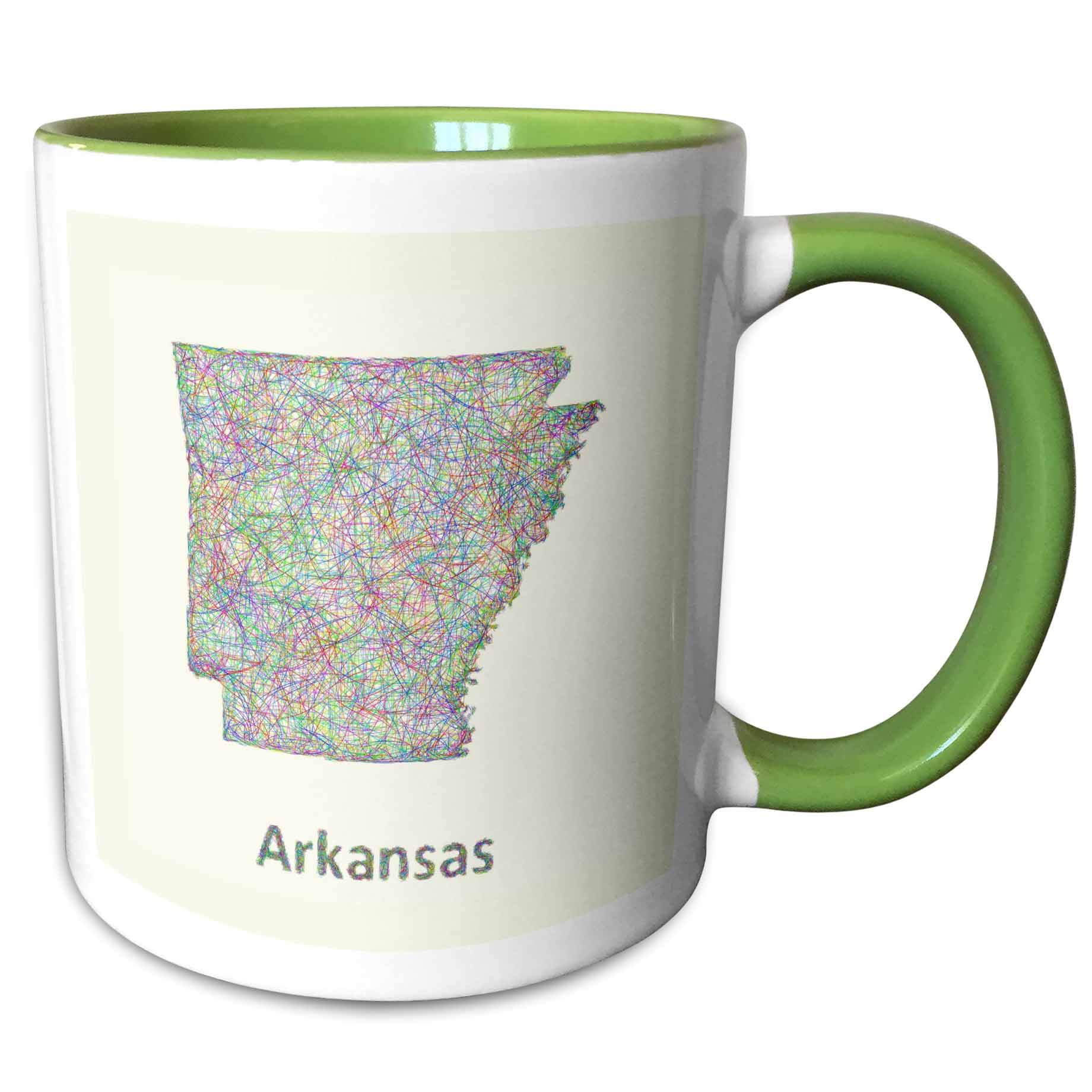 3drose, Arkansas State Map - Colorful Line Art Graphic Design, 11oz Two ...