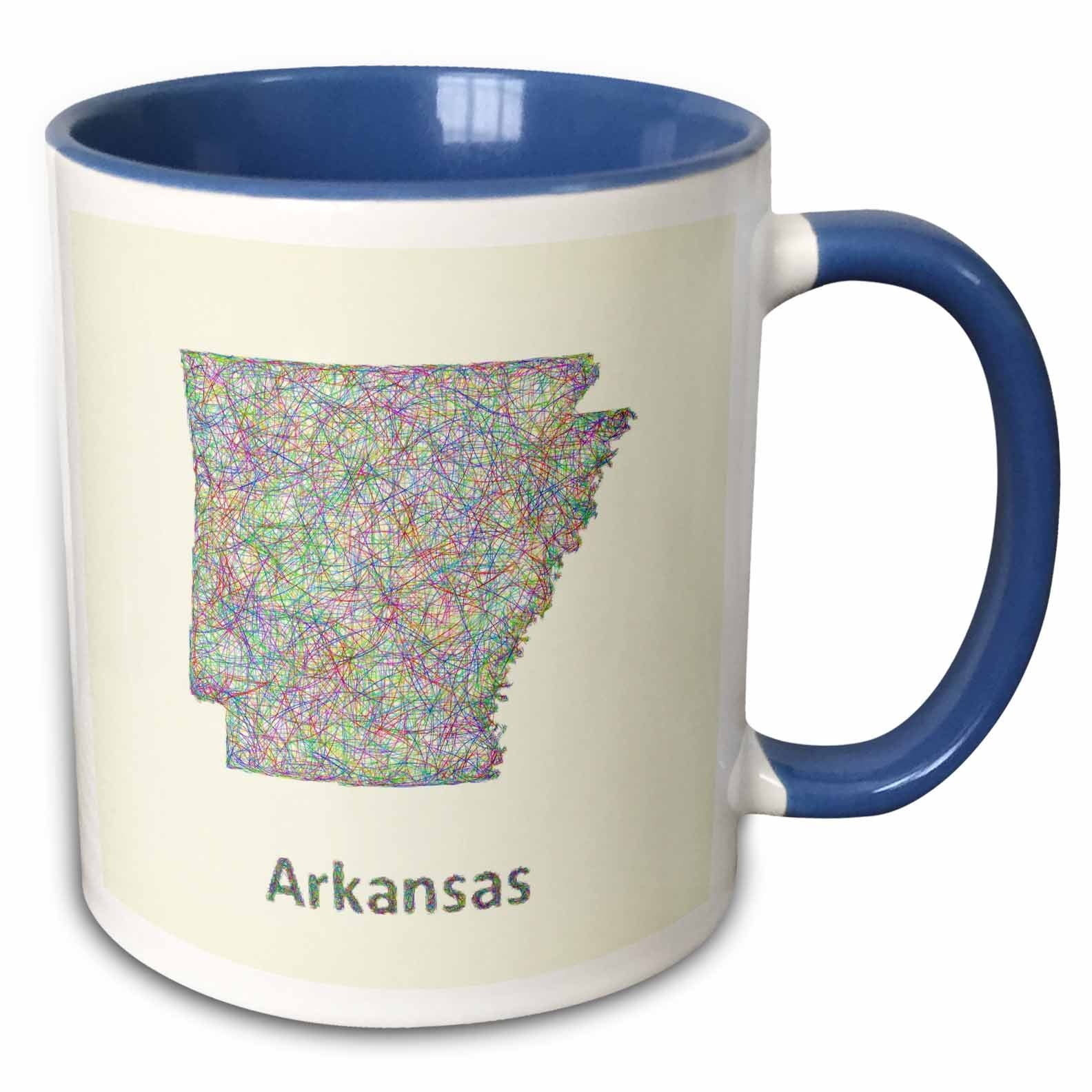 3drose, Arkansas State Map - Colorful Line Art Graphic Design, 15oz Two ...