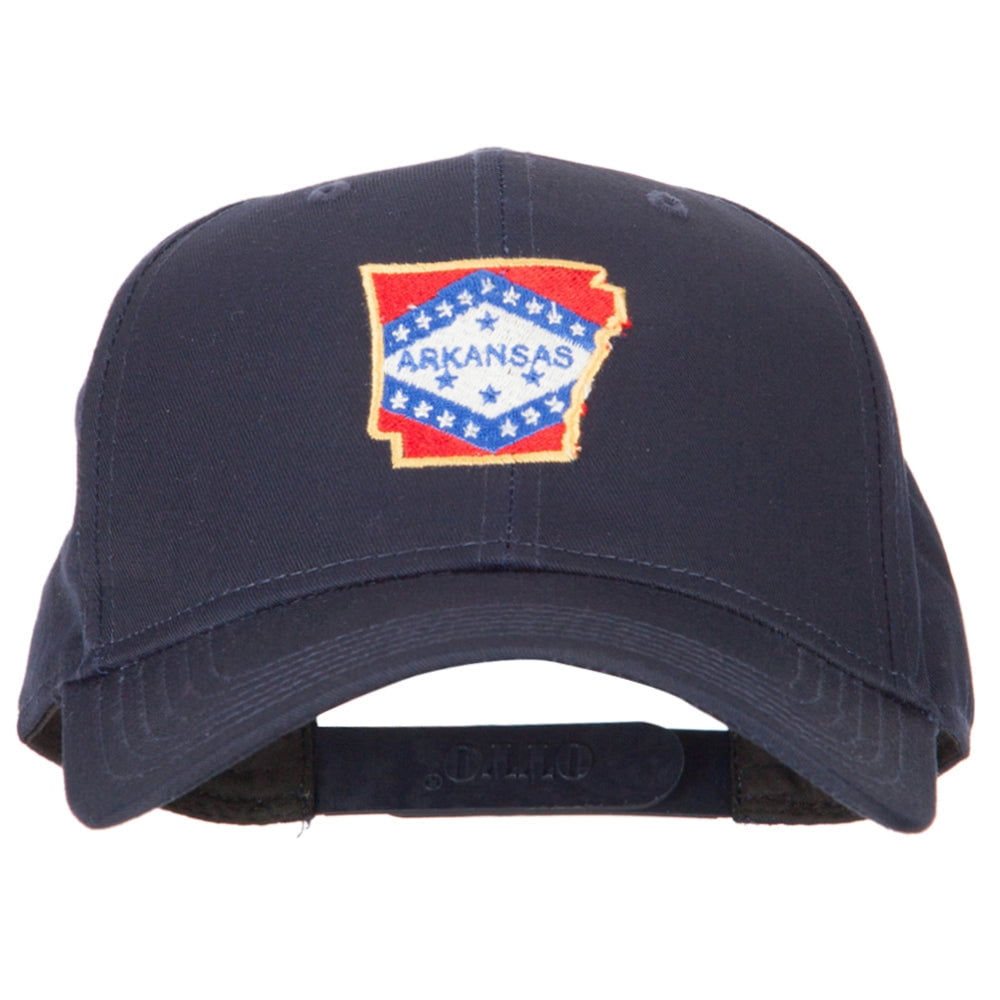 Arkansas State Map Flag Embroidered Solid Cotton Pro Cap - Navy OSFM ...