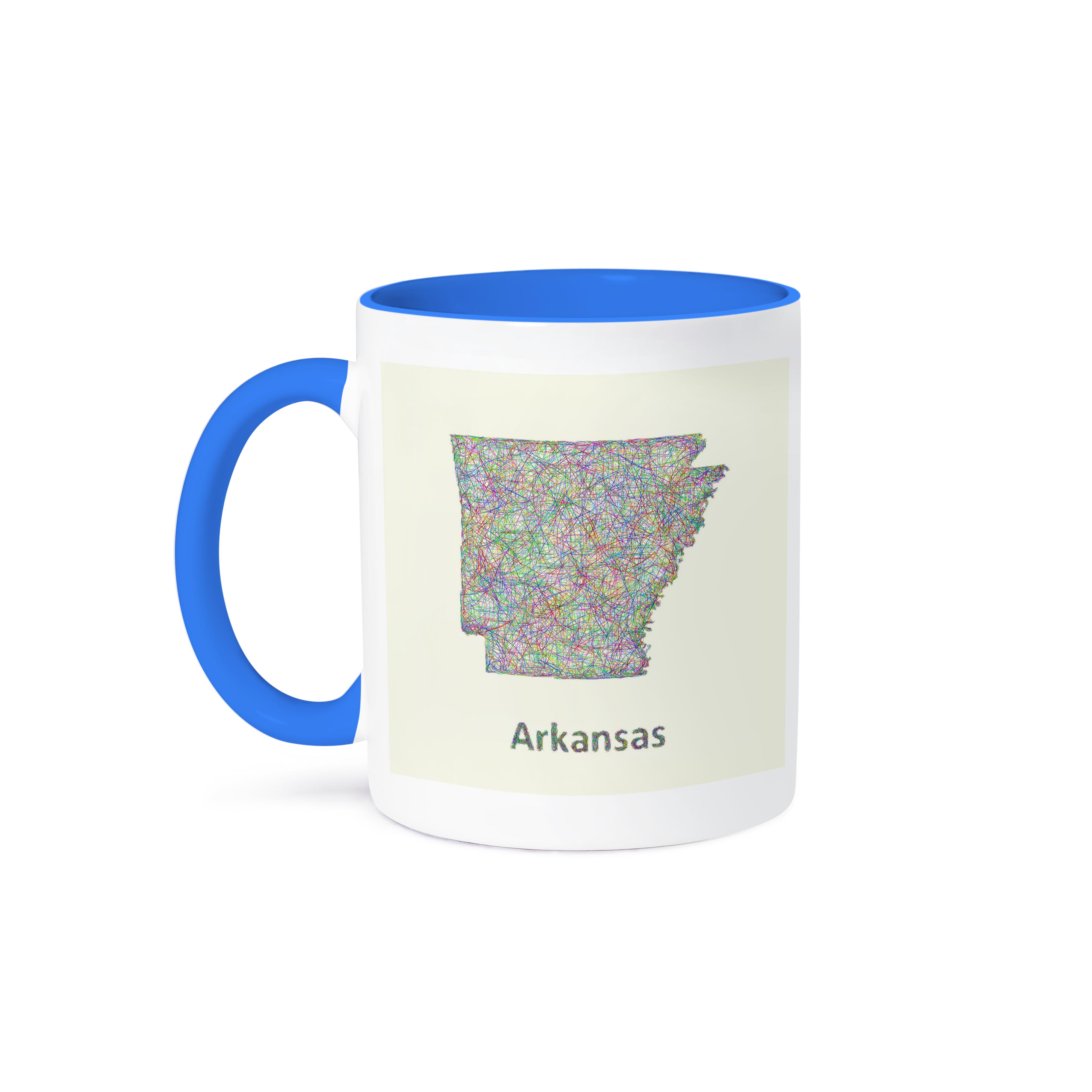 3dRose, Arkansas State Map - colorful line art graphic design, 15oz Two ...
