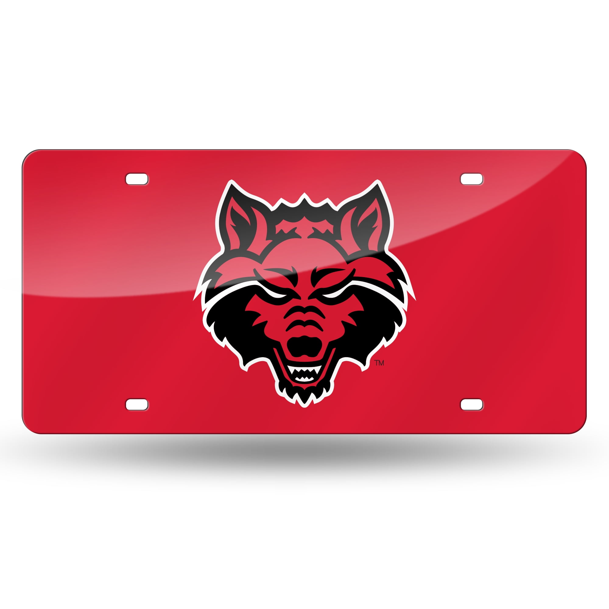 Arkansas State NCAA Red Wolves Red Mirror Look Acrylic License Plate ...