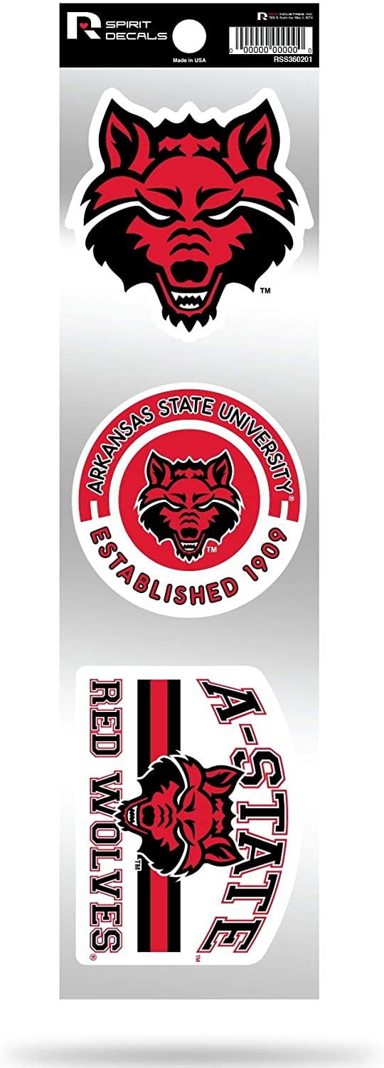 Arkansas State Red Wolves Triple Retro Throwback Spirit Decals Flat ...
