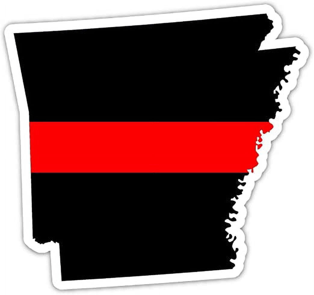 Arkansas State Shape Fireman Red Line Ribbon Sticker Decal 5x5 in ...