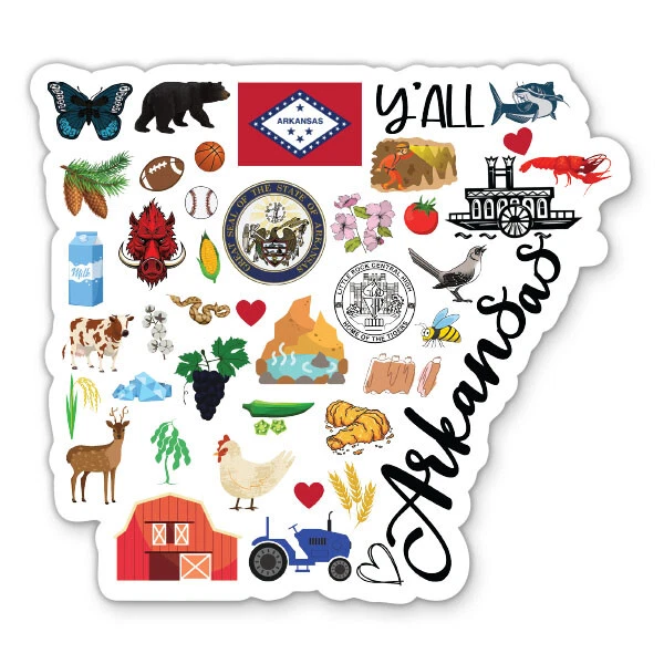 Arkansas State Travel Sticker Phone Decal Water Bottle Stickers Car ...
