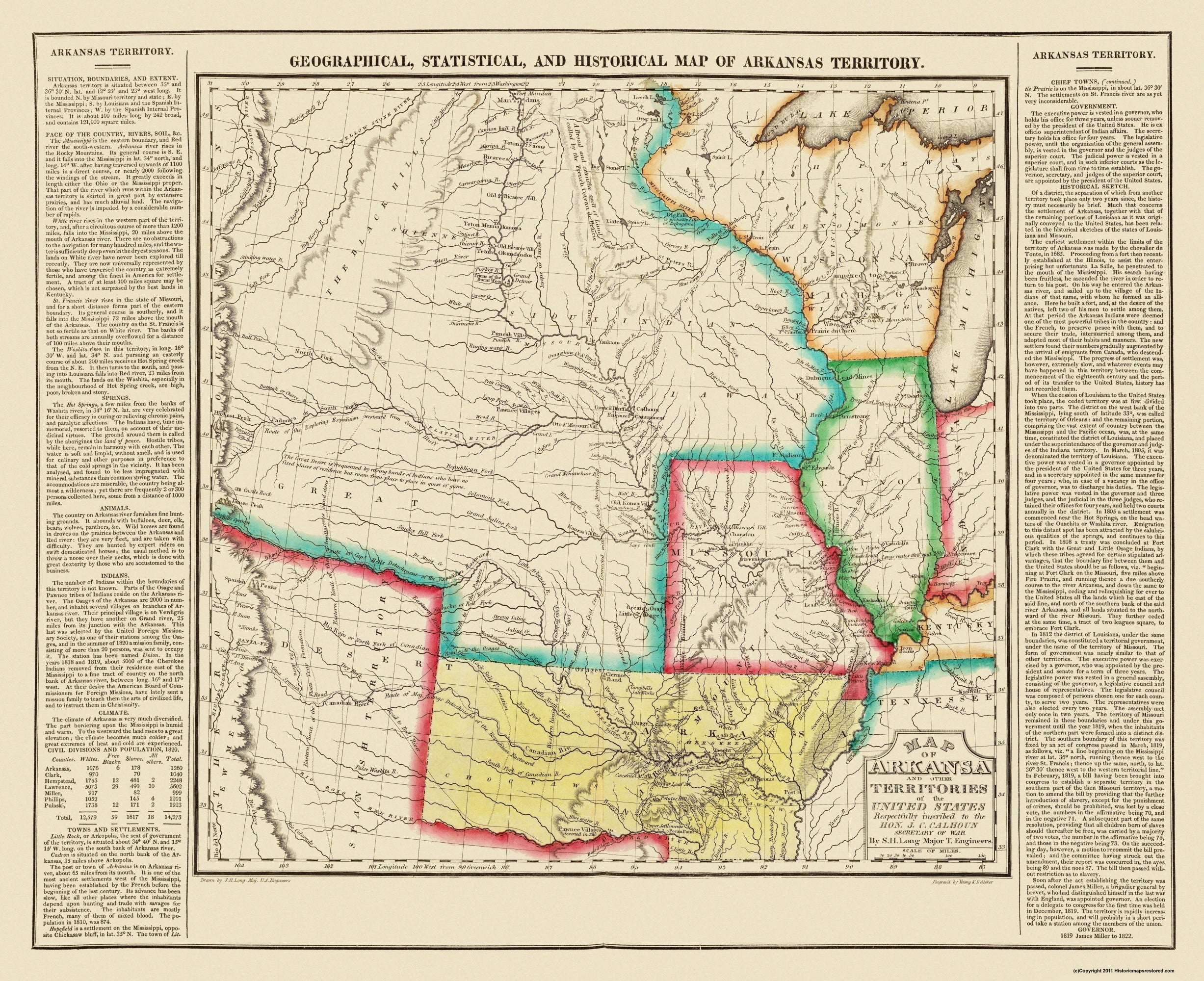 Historic State Map - Arkansas Territory - Long 1822 - 28.25 x 23 ...