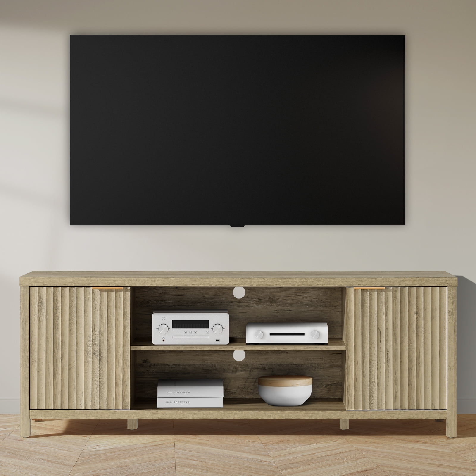 ARKANTOS Mid-Century Modern TV Stand for TVs up to 75 inch, Wave ...