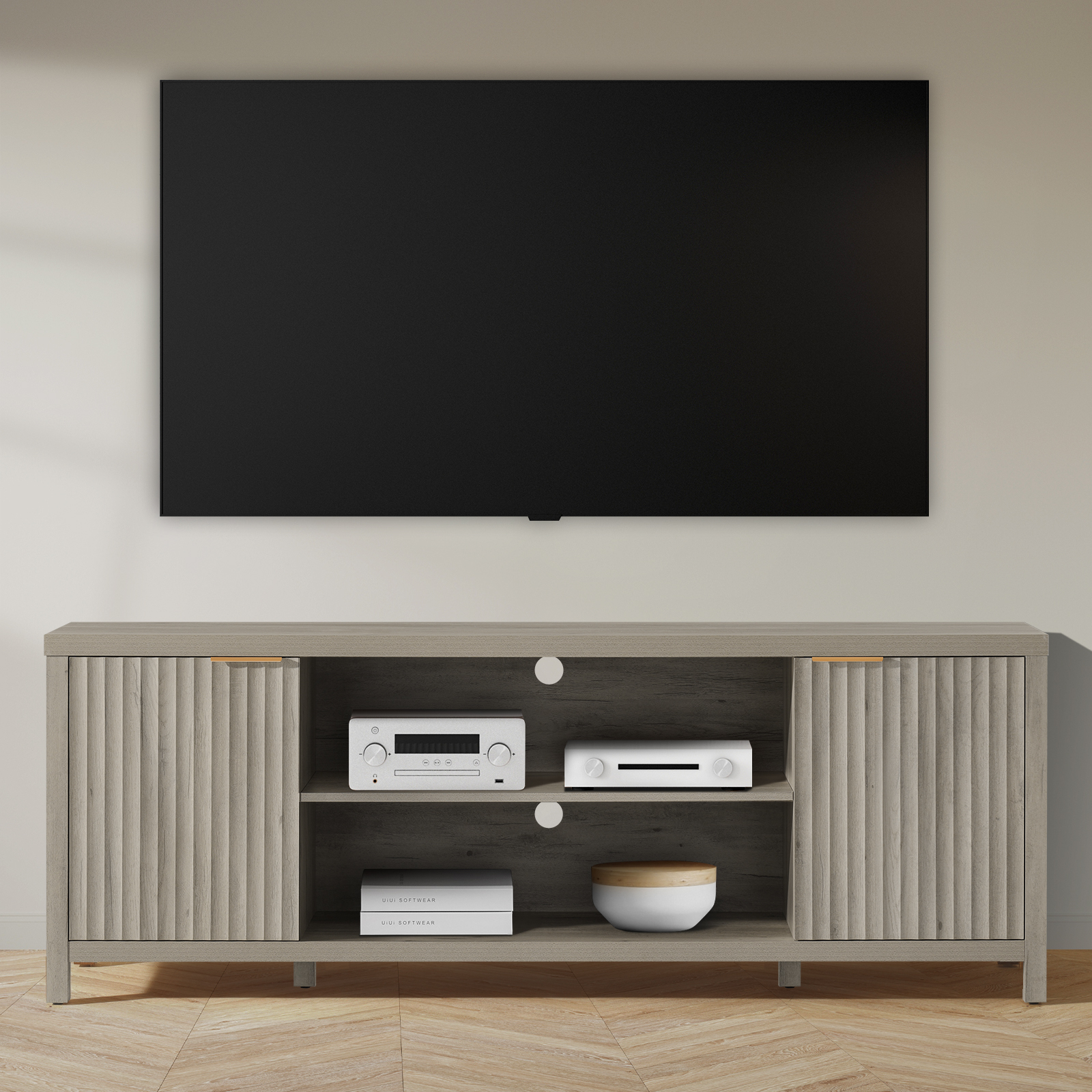 ARKANTOS Mid-Century Modern TV Stand for TVs up to 75 inch, Wave ...
