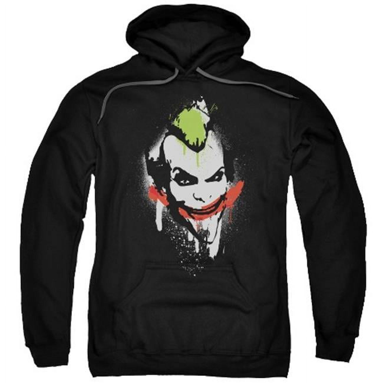Arkham City-Spraypaint Smile - Adult Pull-Over Hoodie - Black- Extra ...