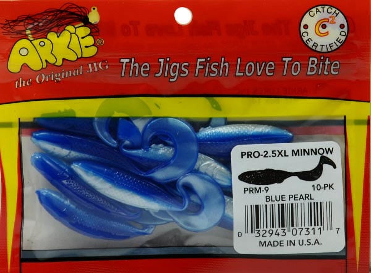 Arkie Lures Pro Model Soft Curl Tail Minnow, Color Blue Pearl, Size 2.5 ...