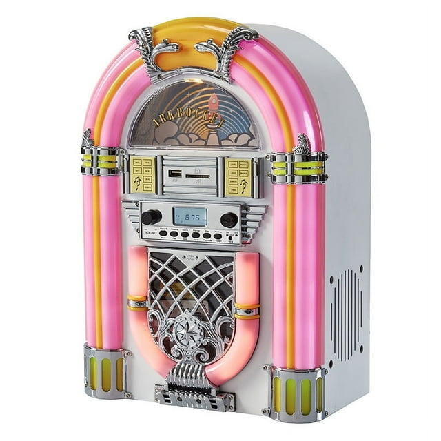Arkrocket Athena Mini Jukebox with Bluetooth, Radio, Vintage Look, Stereo Speakers for Home ...