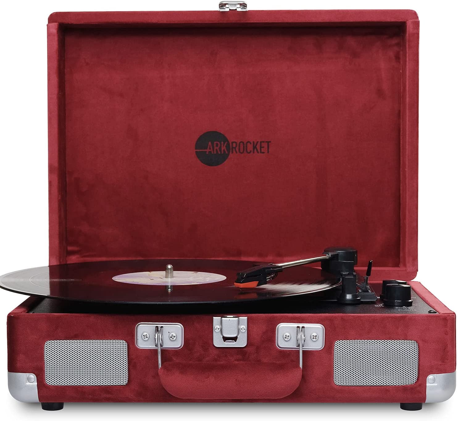 Arkrocket Curiosity Suitcase Bluetooth Turntable Vintage 3-Speed Record Player with Built-in ...