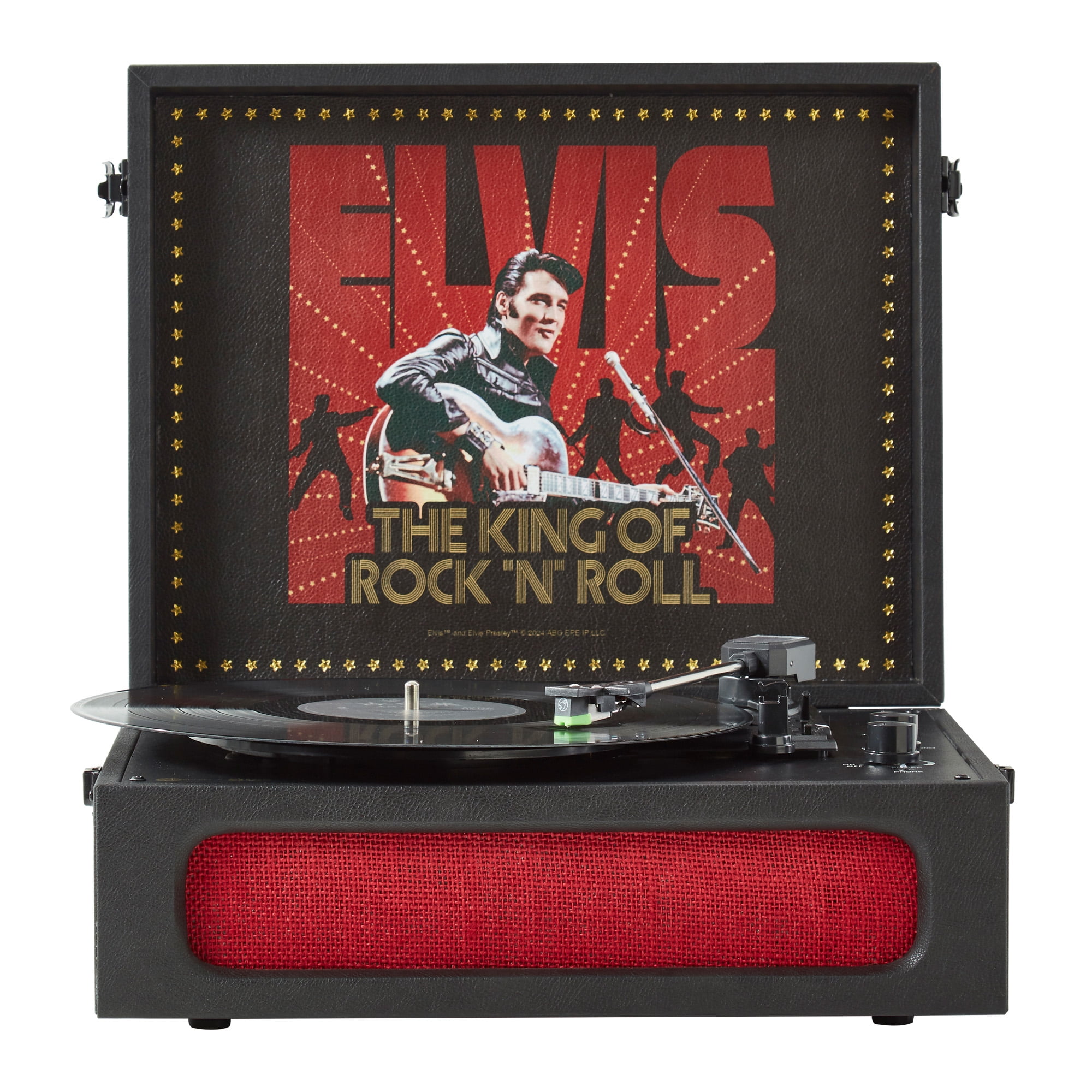 Arkrocket x Elvis Bluetooth Protable Record Player 3-Speed Bluetooth Input and Output Turntable ...