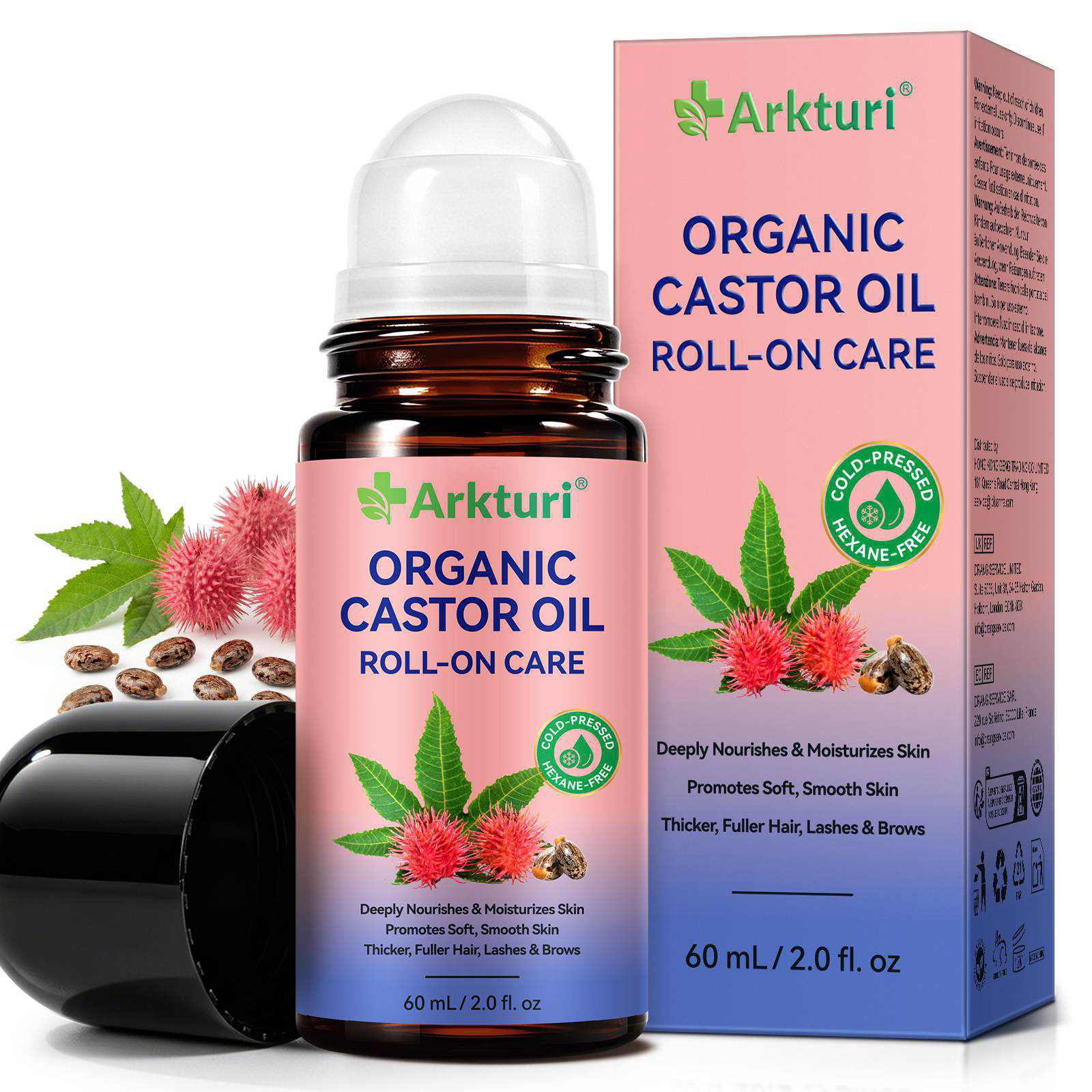 Arkturi Organic Castor Body Oil Roll-On, Cold Pressed Moisturizing Oil ...
