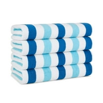 Terry Cabana Plush Towels for Beach Swimming Pool, Navy White, Set of 4 ...