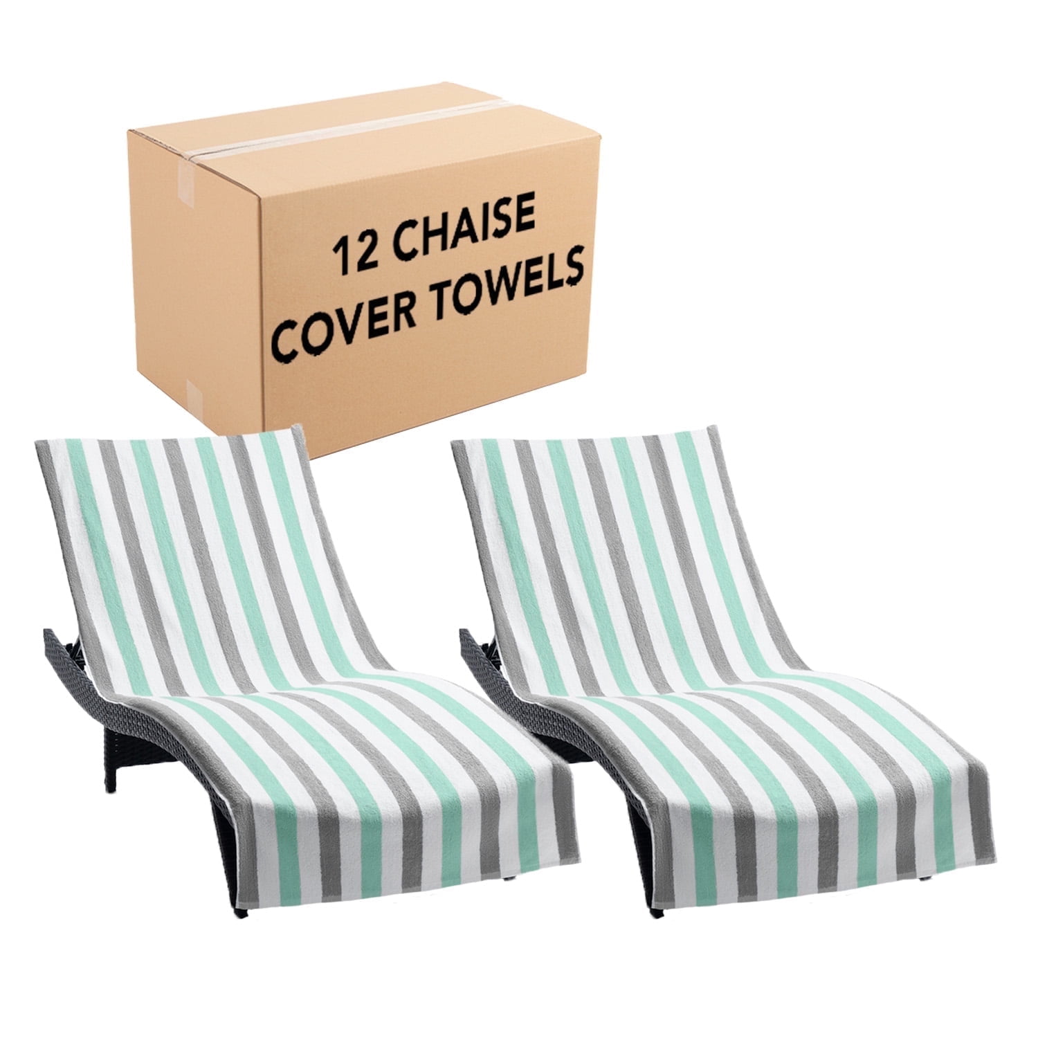 Arkwright Cabo Cabana Chaise Lounge Covers - 100% Cotton Terry - 30 x ...