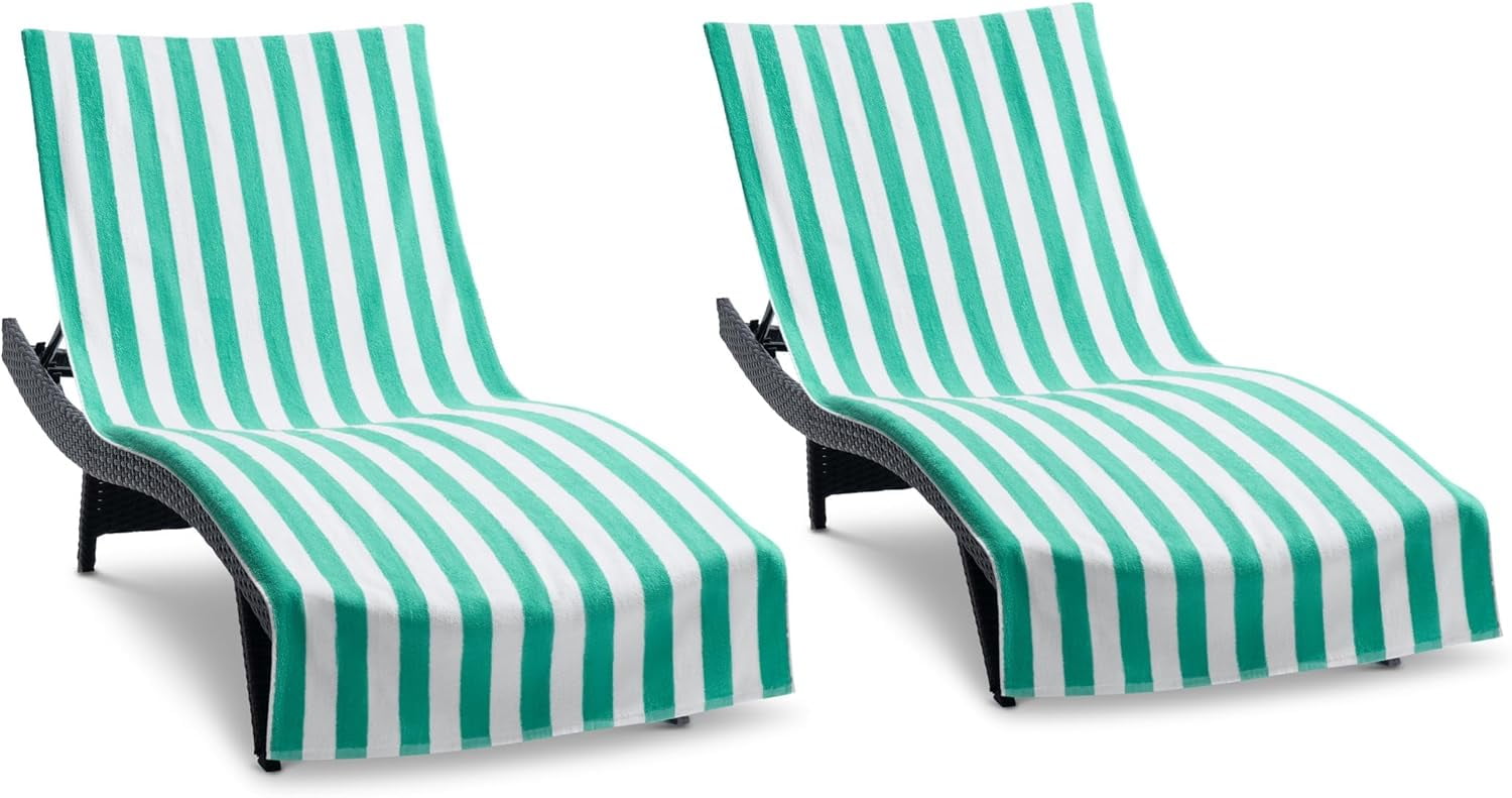 Arkwright California Chaise Lounge Cover - Pack of 2 - Striped Soft ...