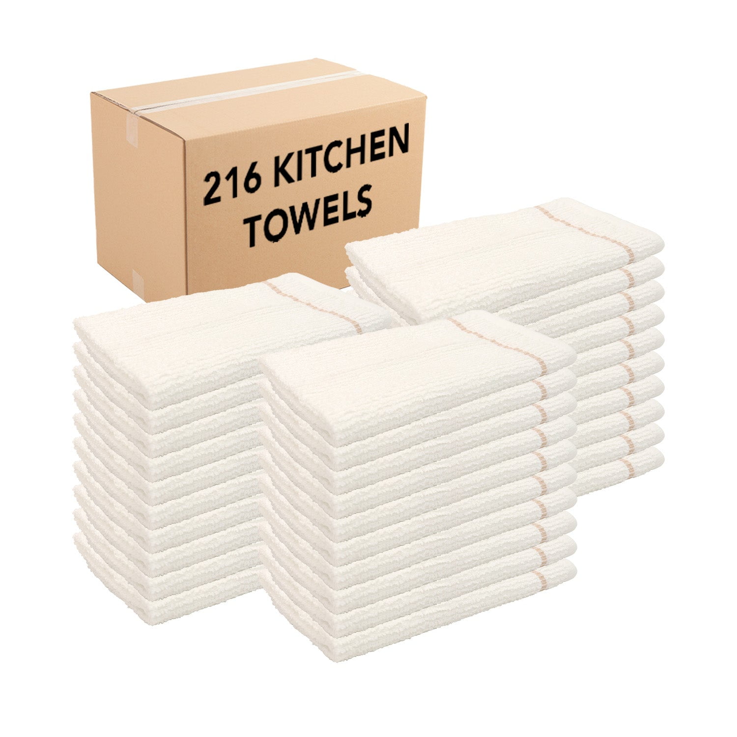 Sloppy Chef Ribbed Cotton Bar Mop Kitchen Towels, 16x19 in., White with ...