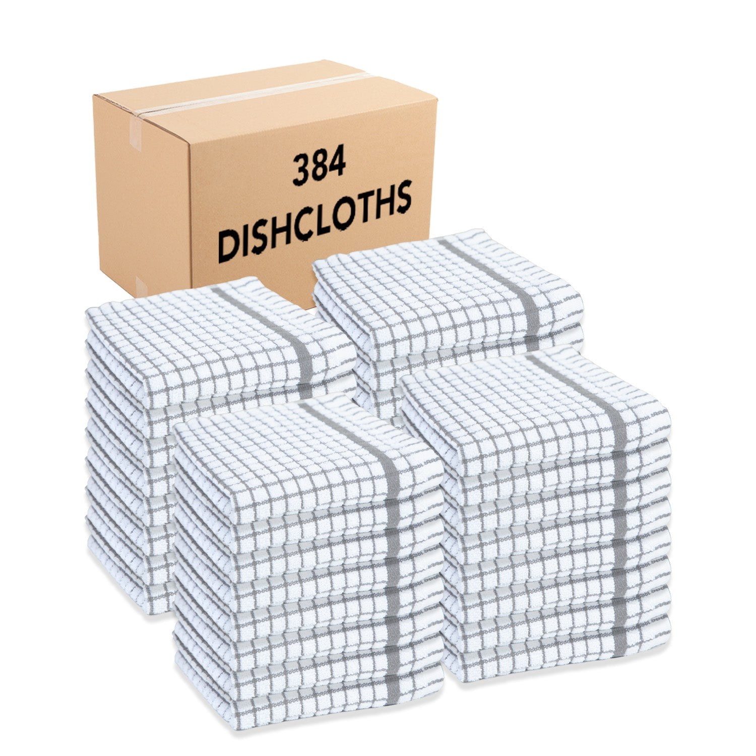 Arkwright Classic Checkered Dishcloths Bulk Case of 384, 13x13 in, Grey ...