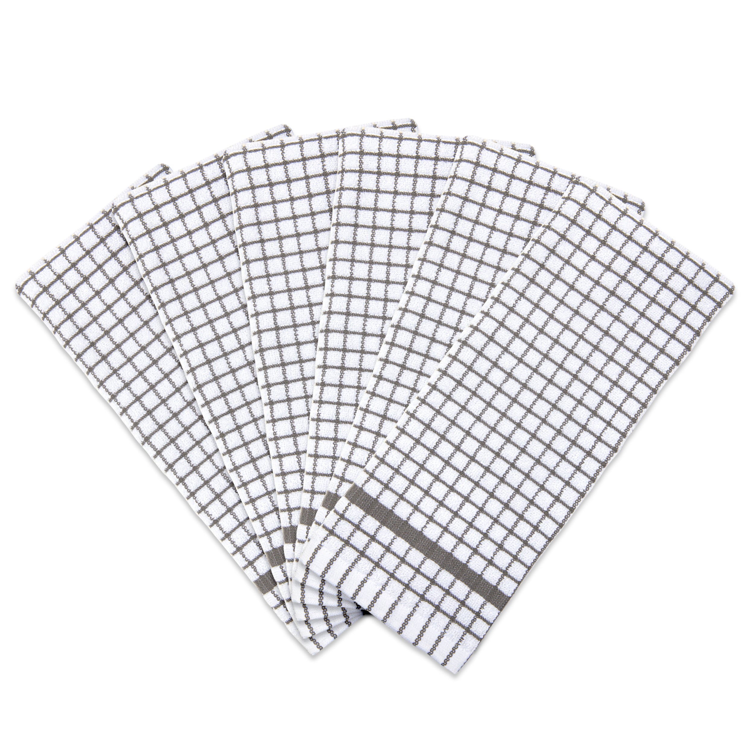 Arkwright Classic Windowpane Kitchen Towel 6-Pack, Cotton, 15x25 in ...