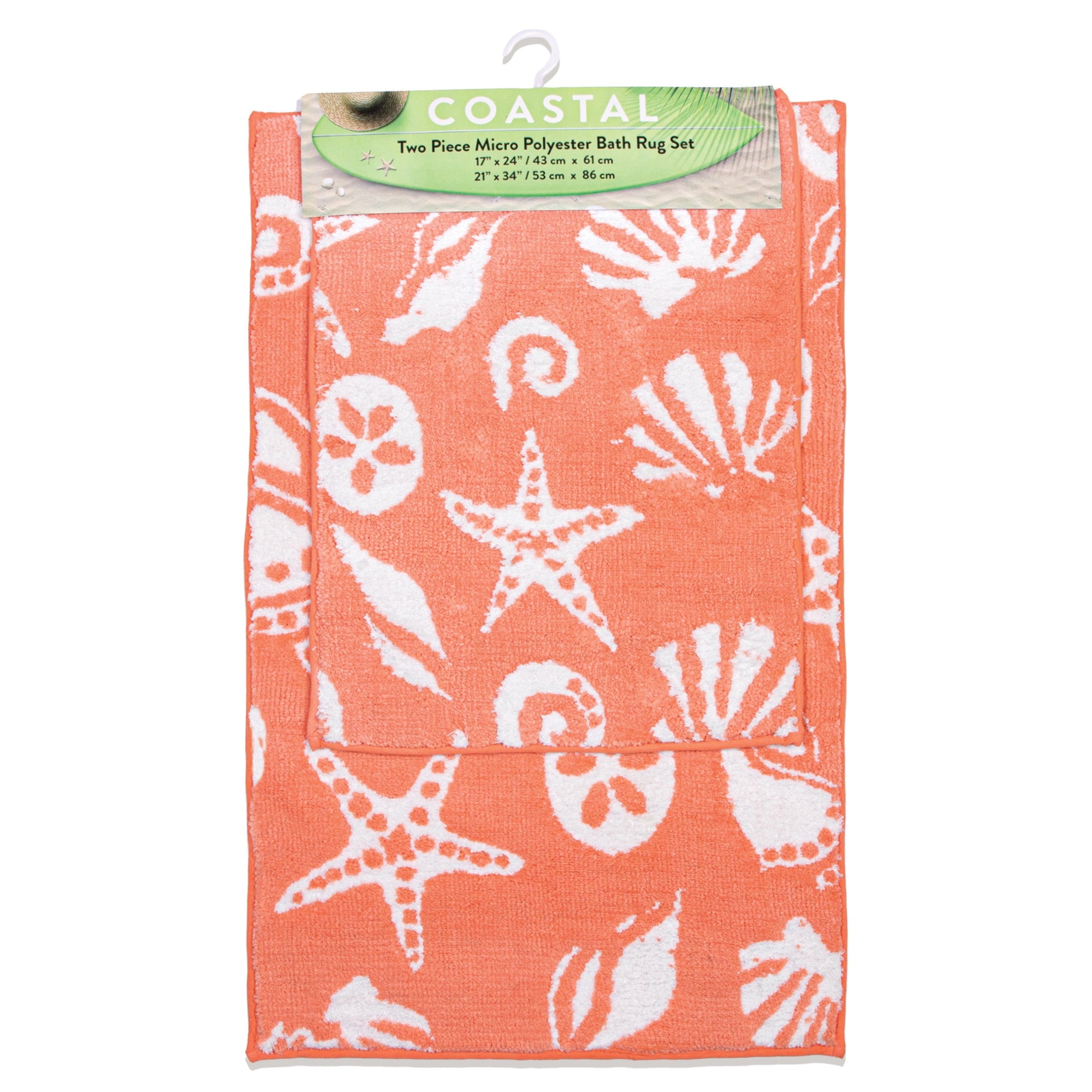 Arkwright Coastal 2-Piece Bathroom Rug Set (17x24 & 21x34), Microfiber ...