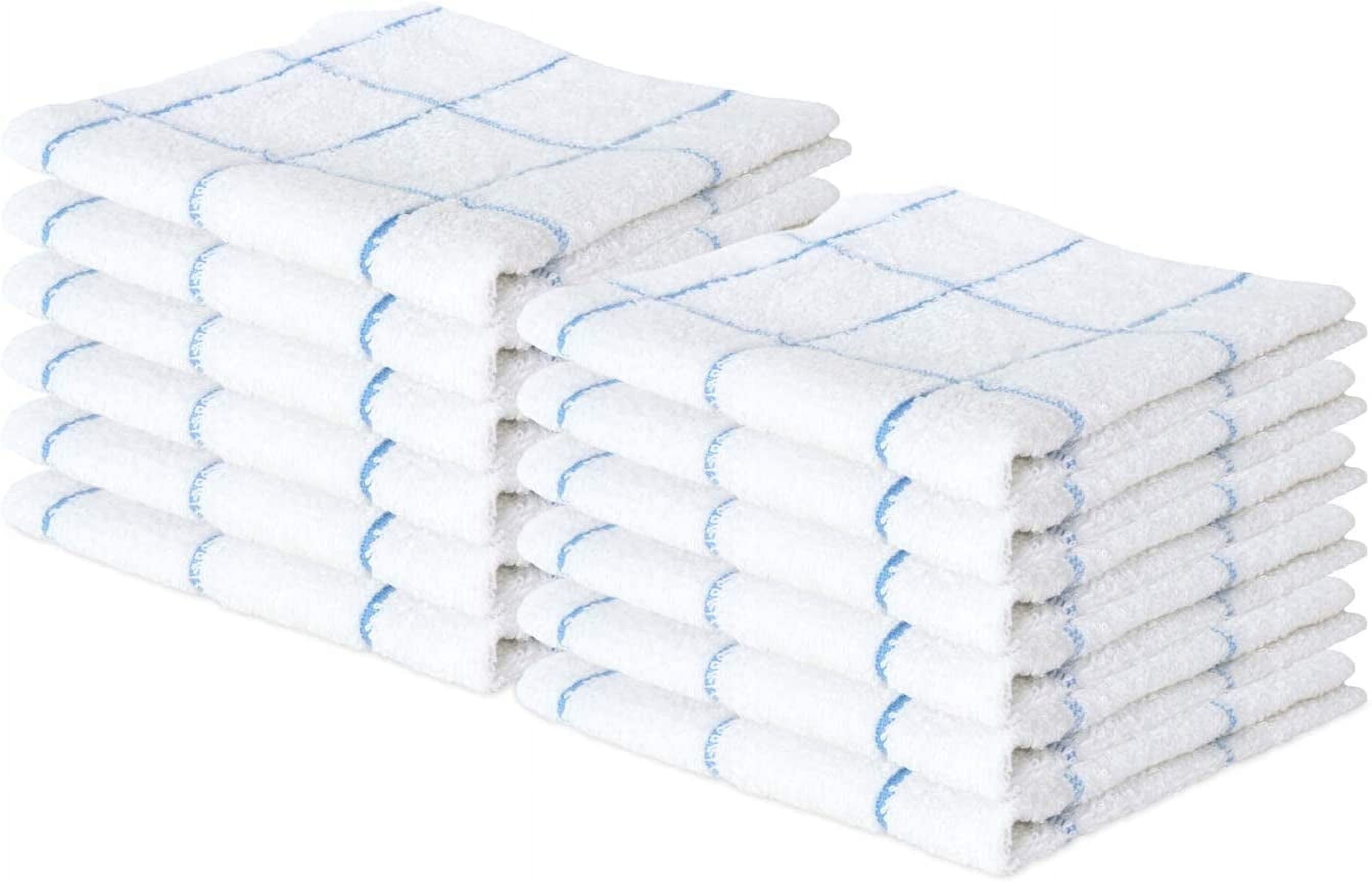 Arkwright Home Cotton Kitchen Dishcloths, 12 Pack, 12x12 in., Blue and ...