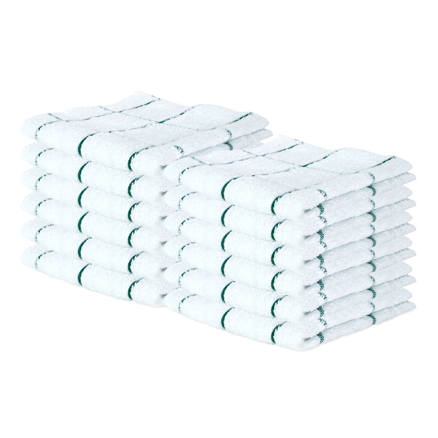 Arkwright Cotton Kitchen Dishcloths (12 Pack, 12x12 in.) Green and ...