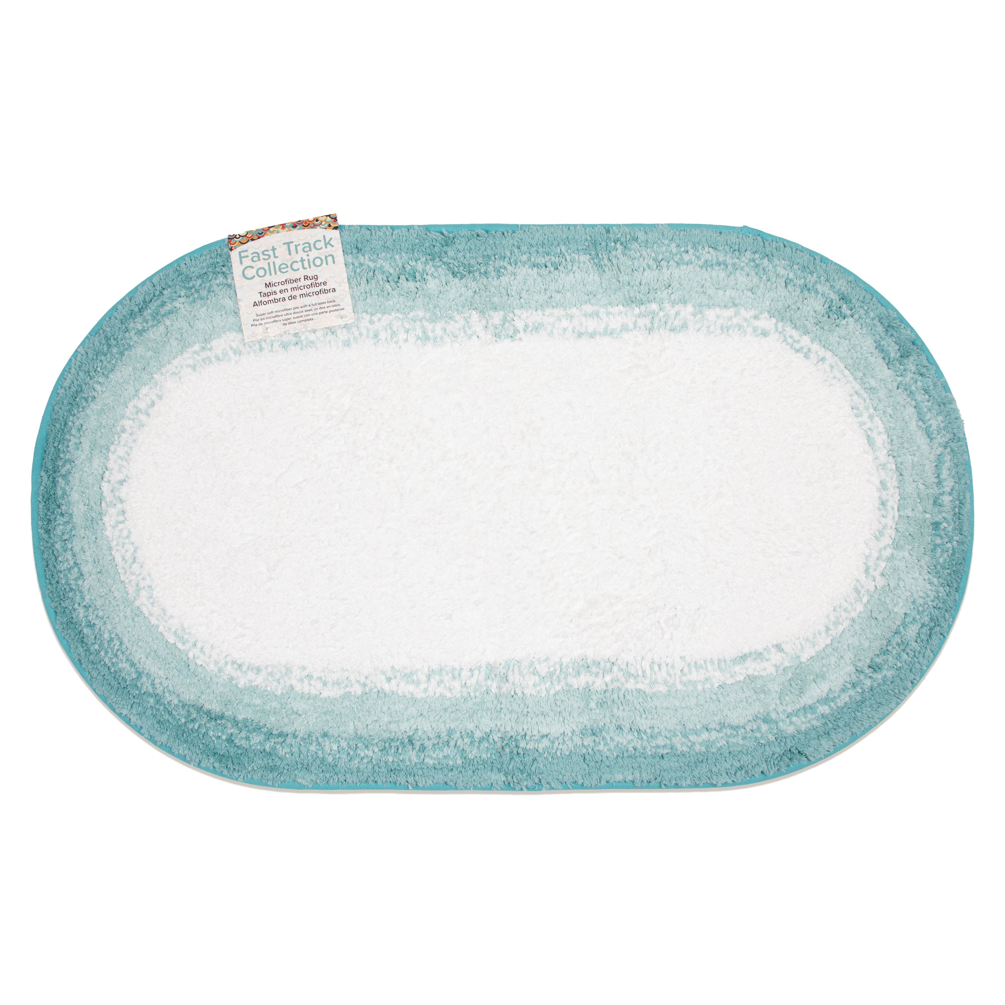 Arkwright Fast Track Bath Rug (20x34), Aqua Blue, Microfiber Material ...