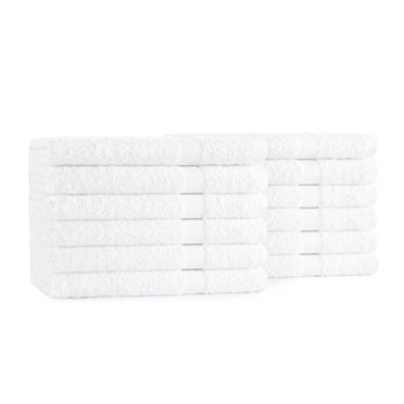 Soft Textiles Bulk 12 Pack White Bathroom Hand Towels, 100% Cotton ...