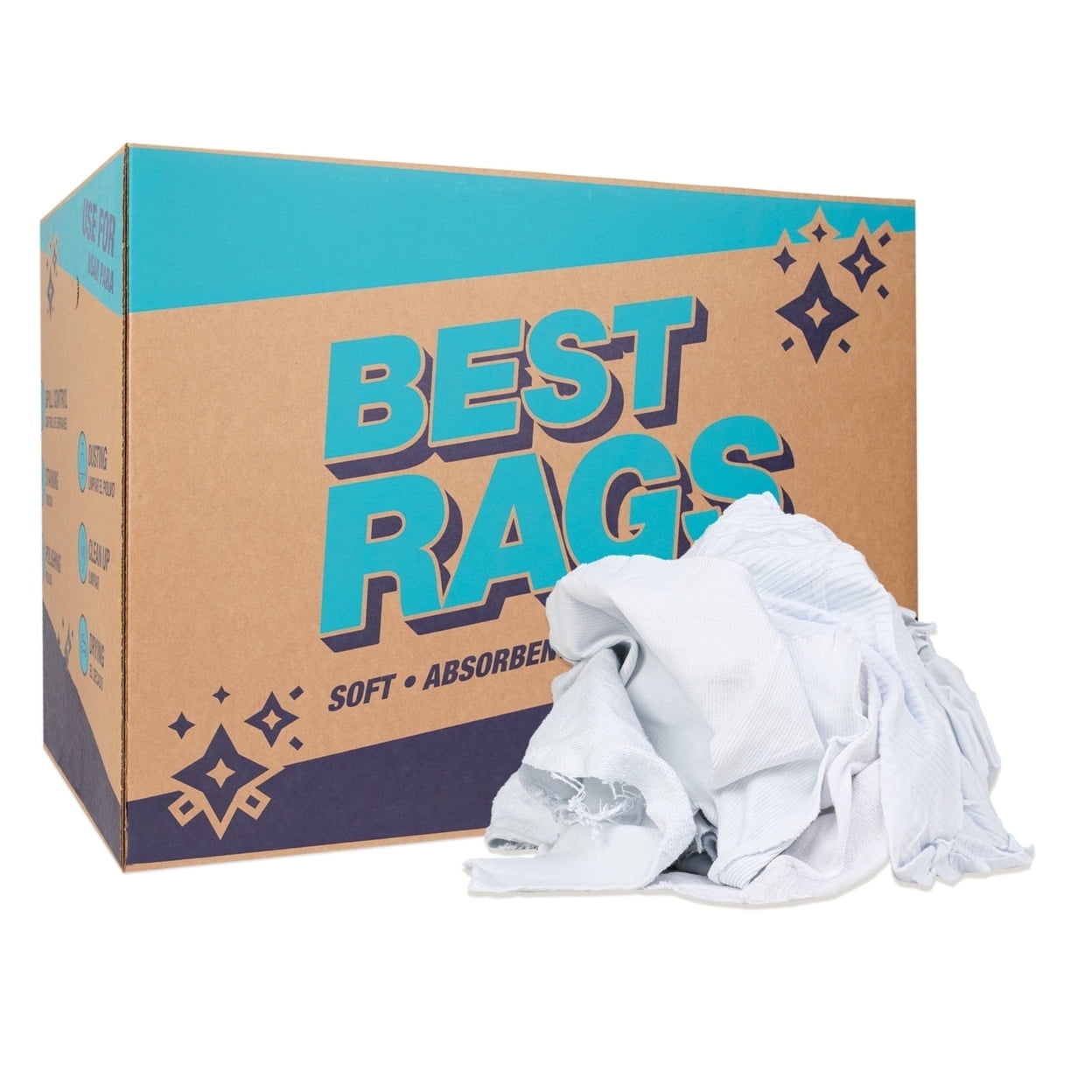 Arkwright Knit Cleaning Rags (5 lb Box), White, 14x14 to 20x20 in ...