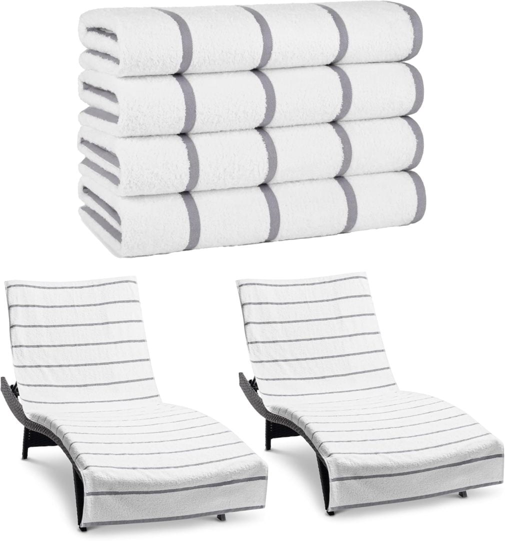 Arkwright Matching Beach Towels and Chaise Covers (Light Grey) - Las ...