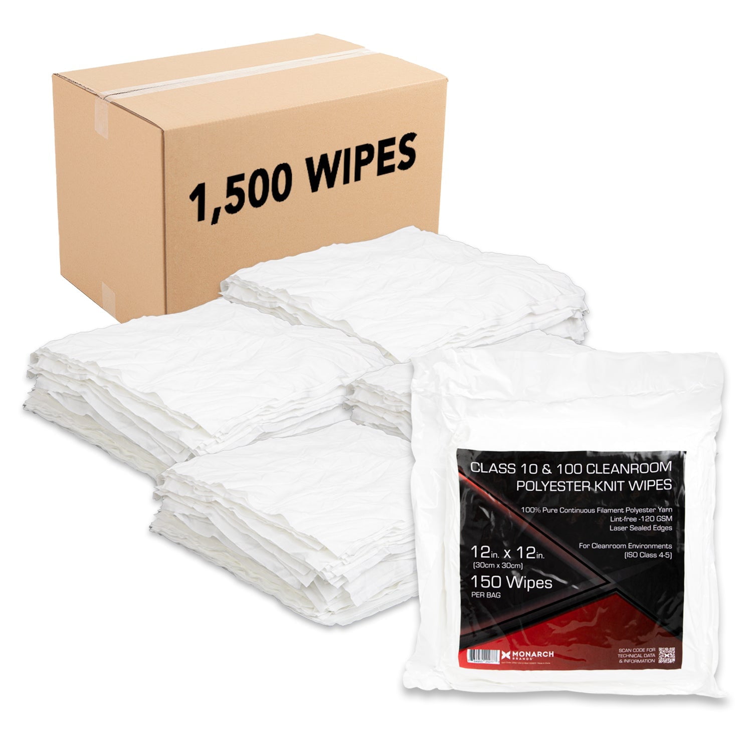 Arkwright Oversized Cleanroom Wipers (Bulk Case of 1500, 10 Bags of 150 ...