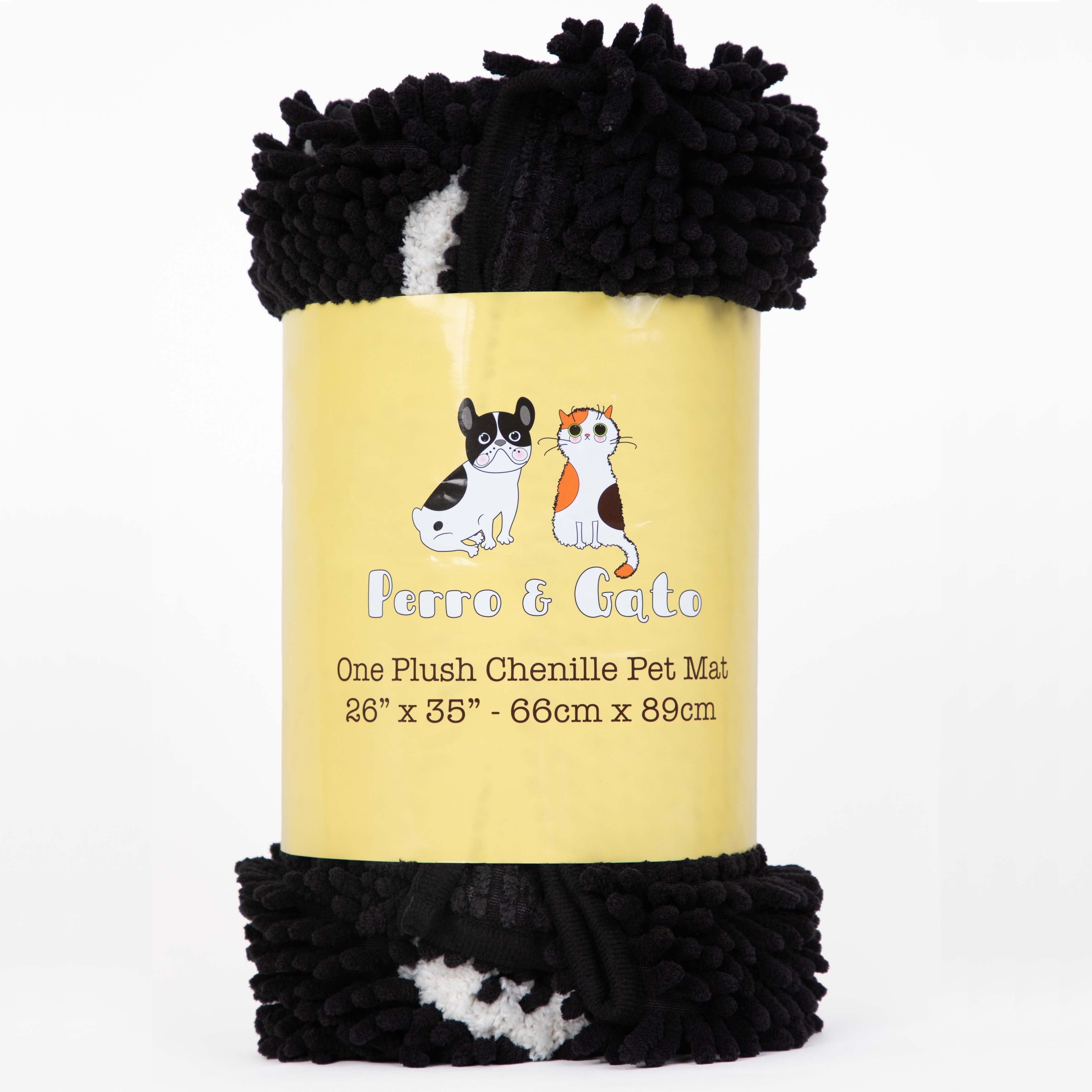 Arkwright Perro & Gato Chenille Pet Mat with Paw Print Design, Soft ...