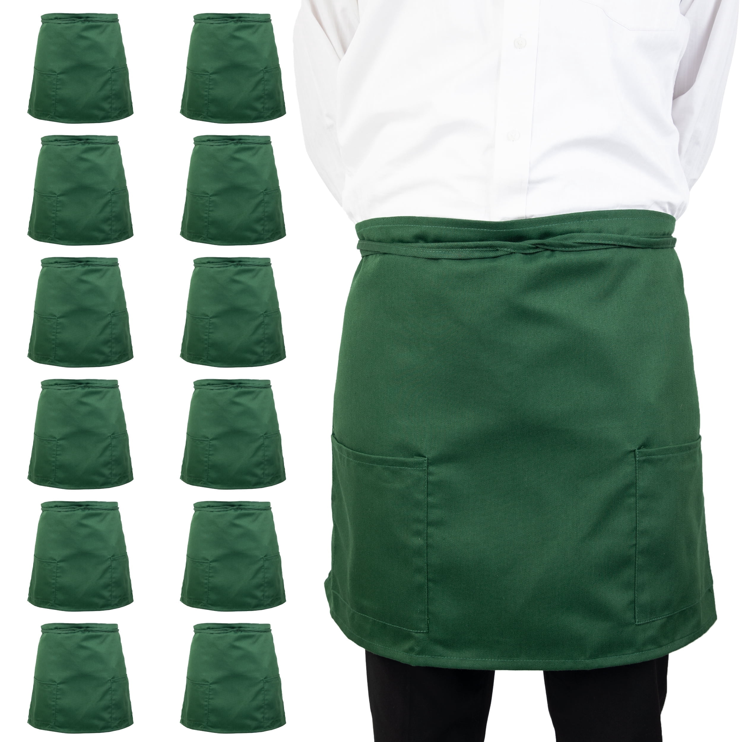 Arkwright Server Half Bistro Aprons (18x30, 12-Pack), Two Patch Pockets ...