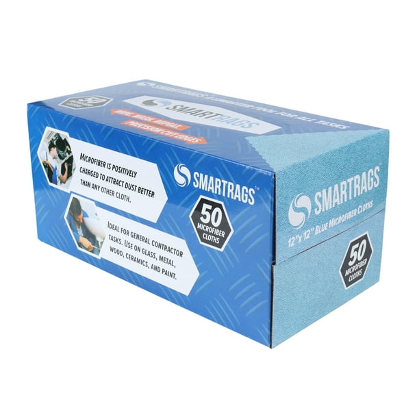 Arkwright Smart Rags Box of 50 Microfiber Cleaning Cloths, 12 x 12 ...