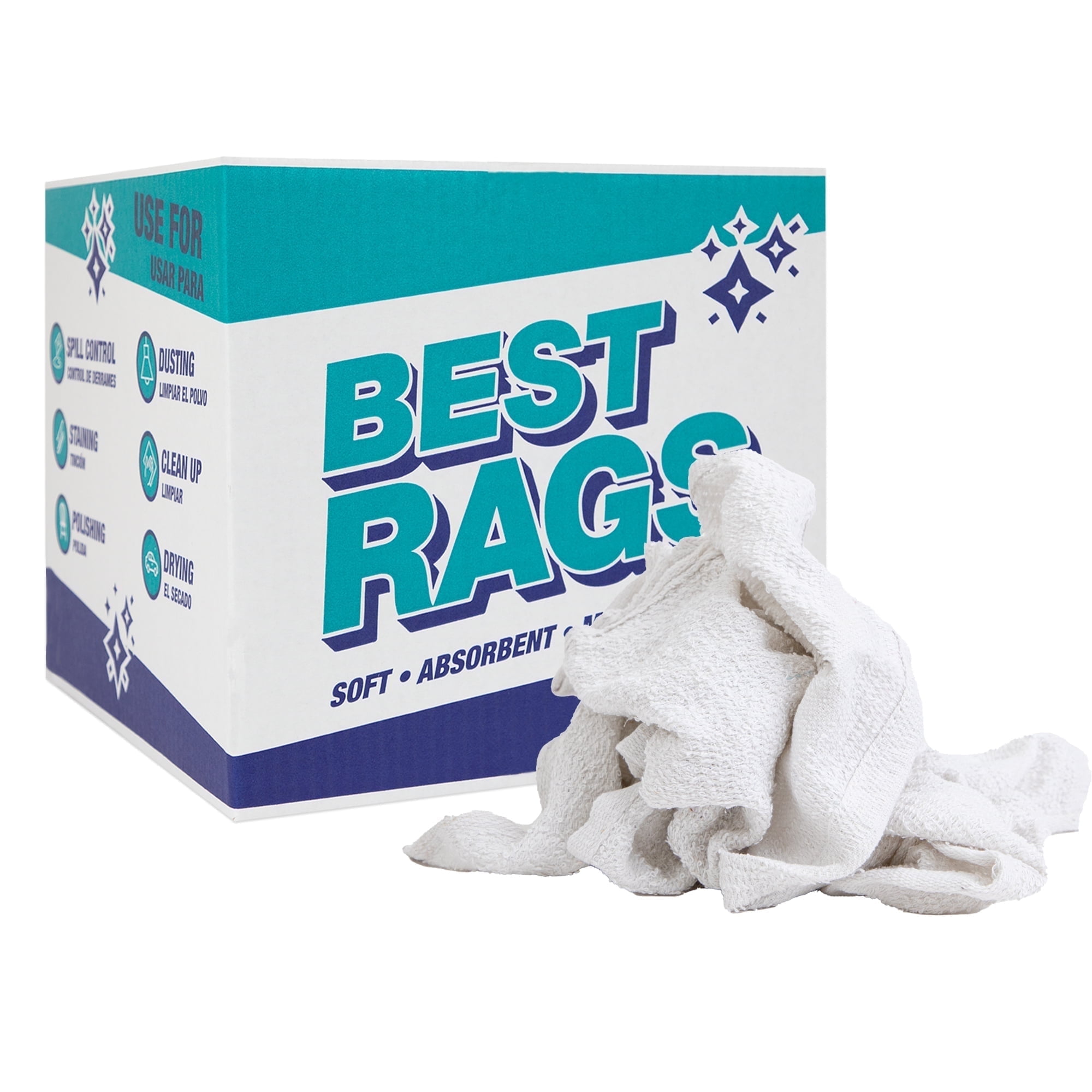 Arkwright Terry Cleaning Rags (10 lb Box), Cotton Blend, Washcloth ...