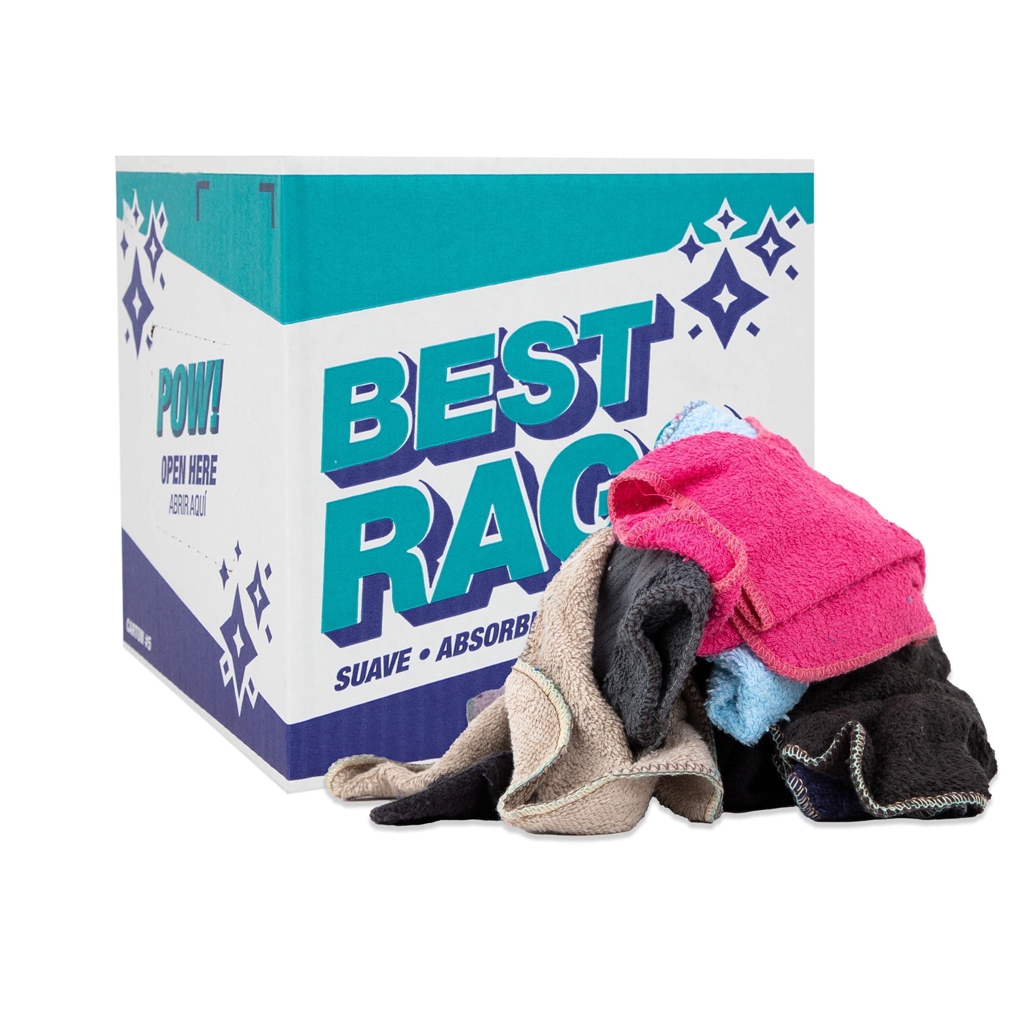 Arkwright Terry Cotton Cleaning Rags (5 lb Box), 11x11 to 13x13 ...