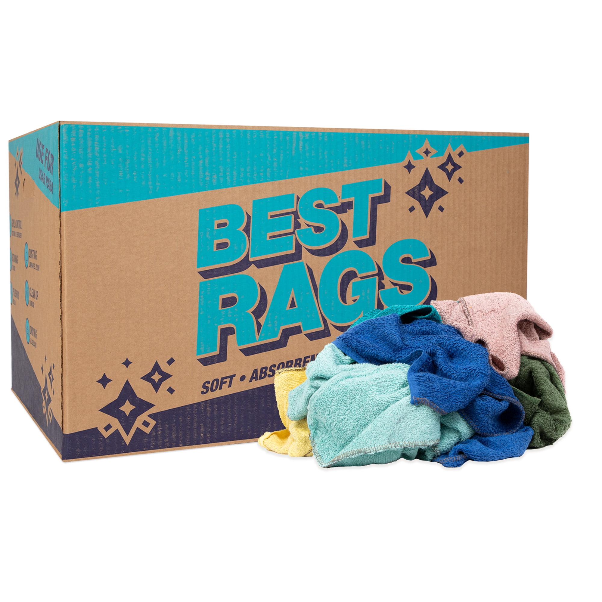 Arkwright Terry Washcloth Size Cleaning Rags (25lb Box), Mixed Assorted ...