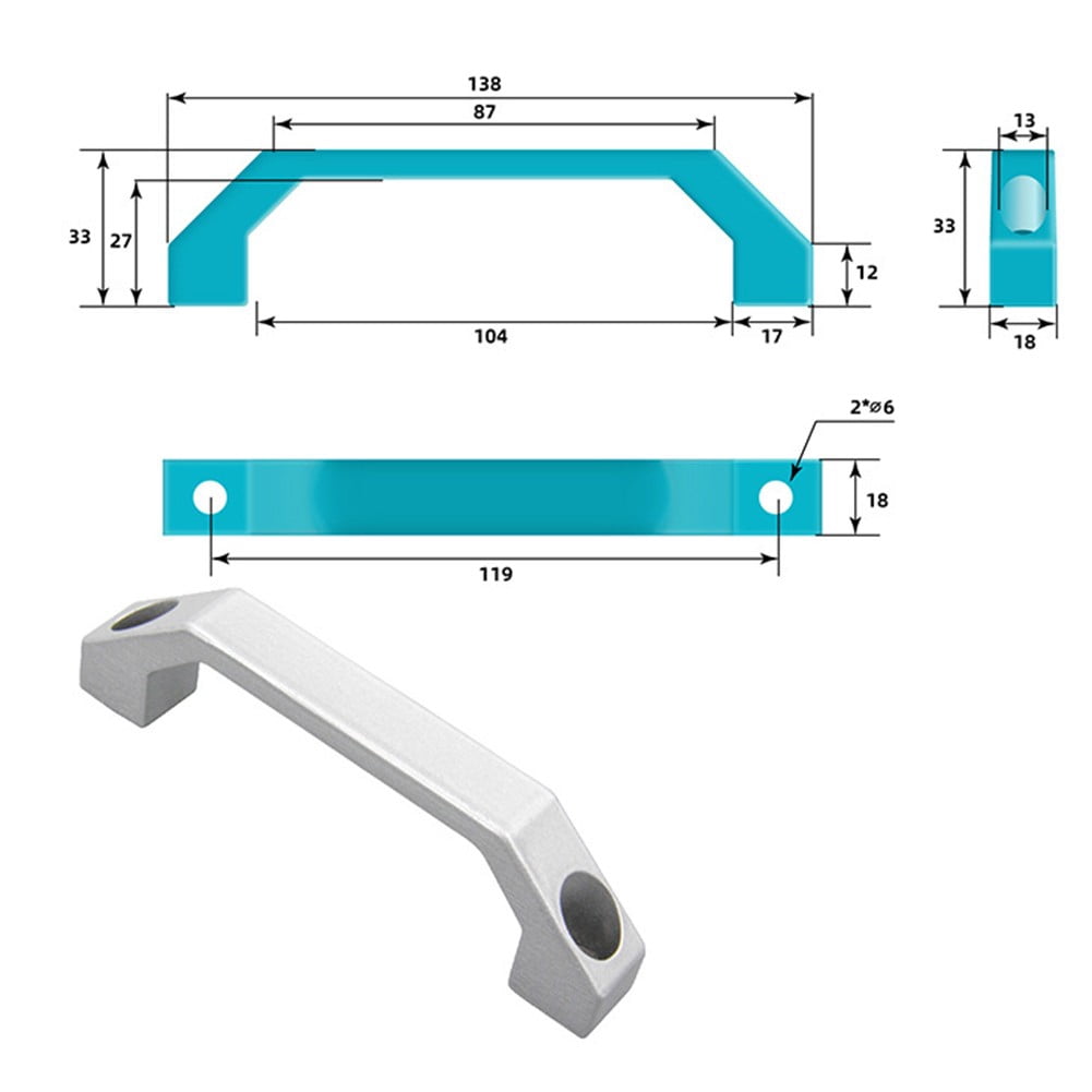 Arkzeo 100-130mm Aluminum Alloy U-Shaped Cabinet Door Handle Luggage ...