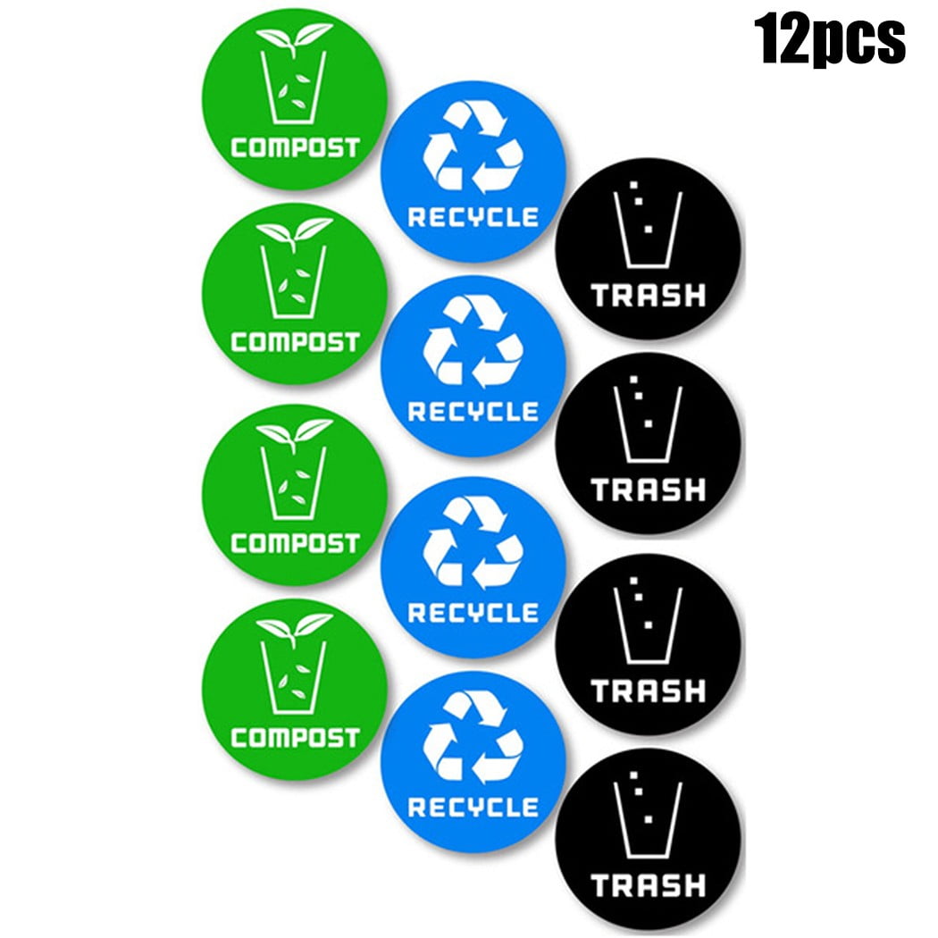 Arkzeo 12pcs Recycle Trash Bin Sticker Decorative Trash Can Stickers ...