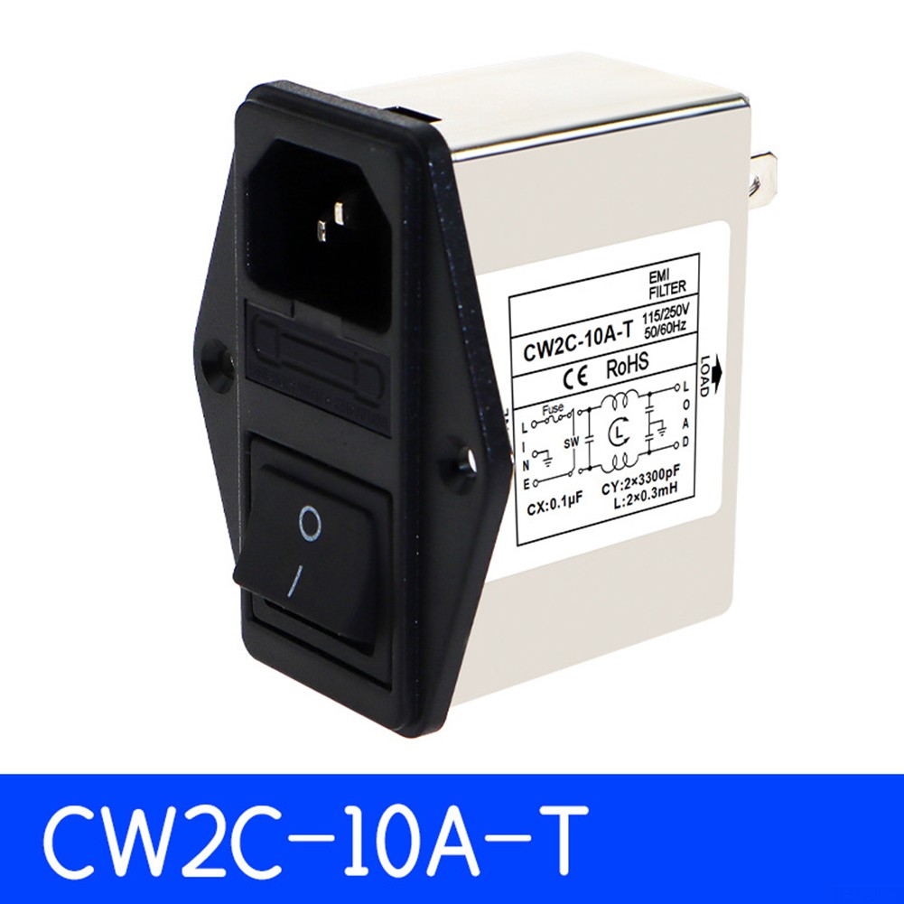 Arkzeo 1x 3A 6A 10A CW2B-T CW2C-T IEC Socket type power filter with light safety switch CW2C-10A ...