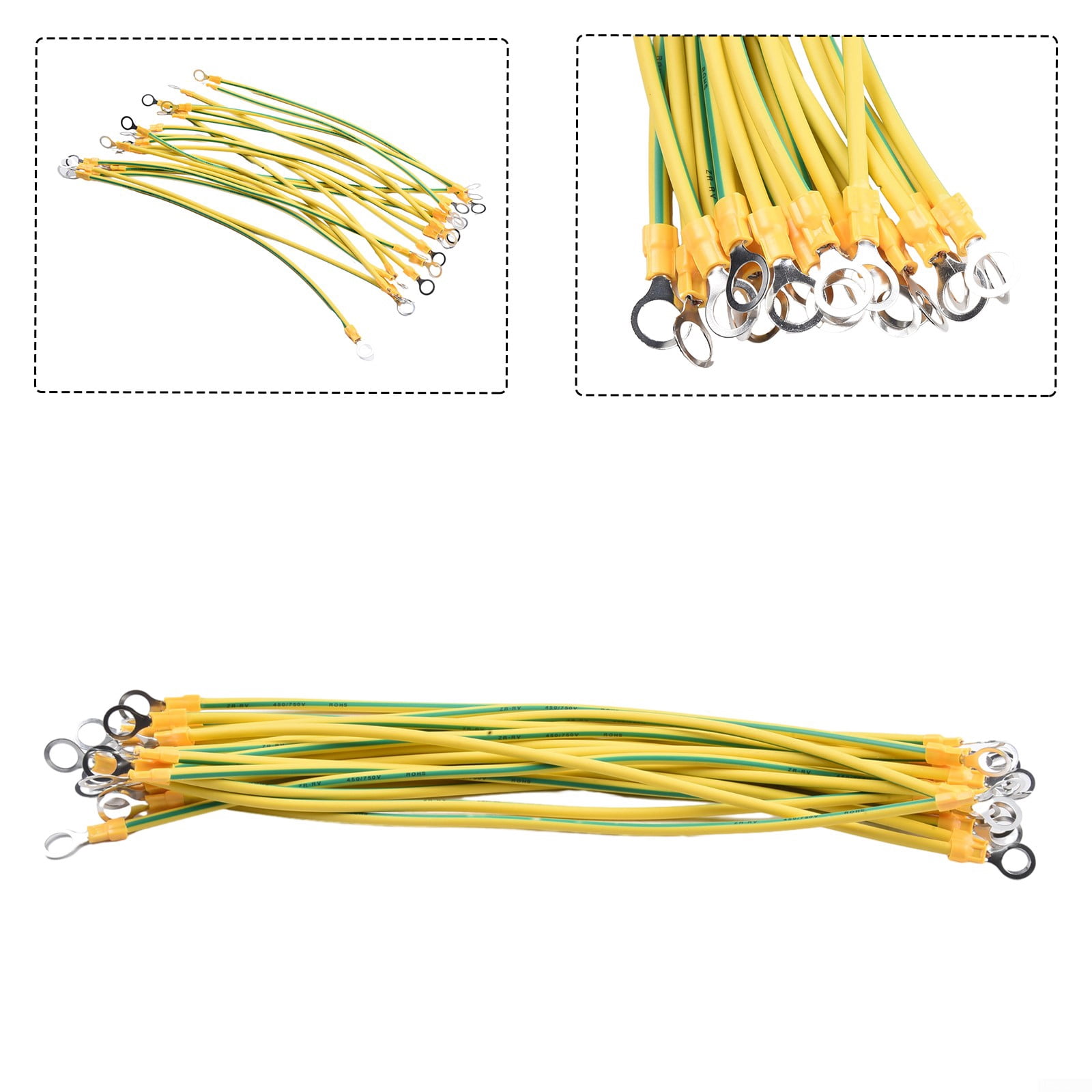 Arkzeo 20PCS BVR Solar PV Ground Wire with Terminals 10/12/14 AWG Solar ...
