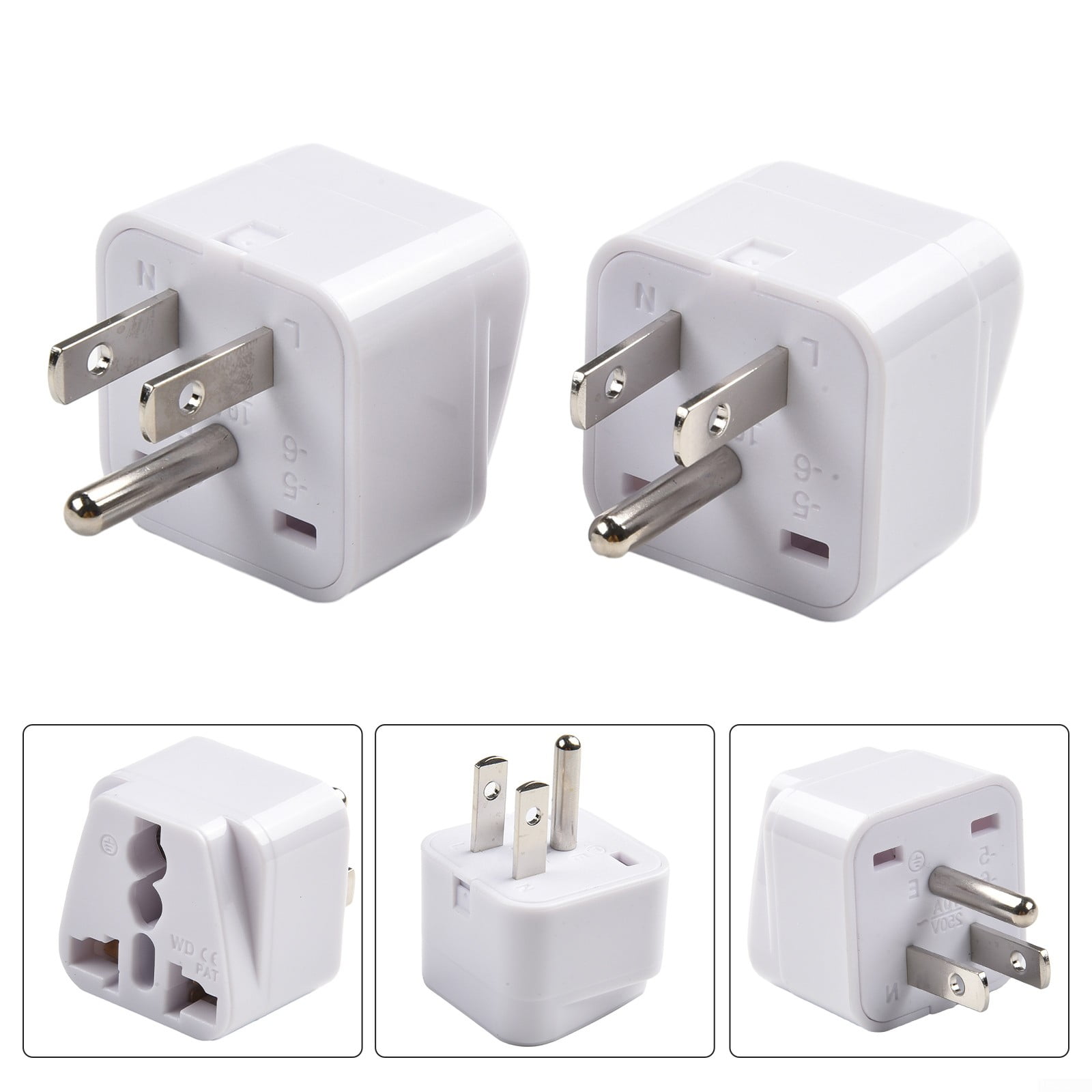 Arkzeo 2x U S Travel Plug Adapter, Universal to America Power Converter ...