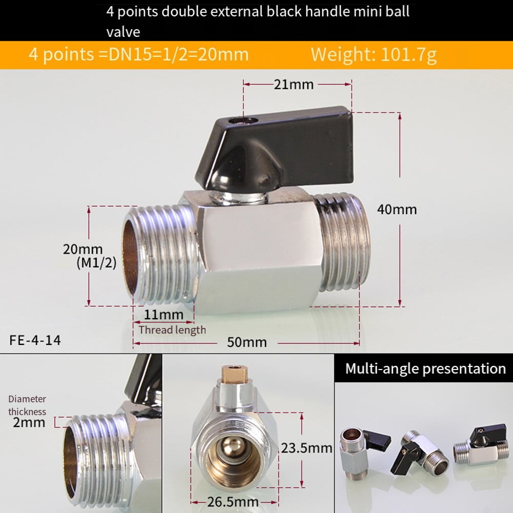 Arkzeo Ball Valve Inner and Outer Thread Valve Switch Small Ball Valve ...