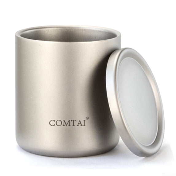 Arkzeo Double Wall Titanium Water Cup Coffee Tea Mug with Lid for Home ...