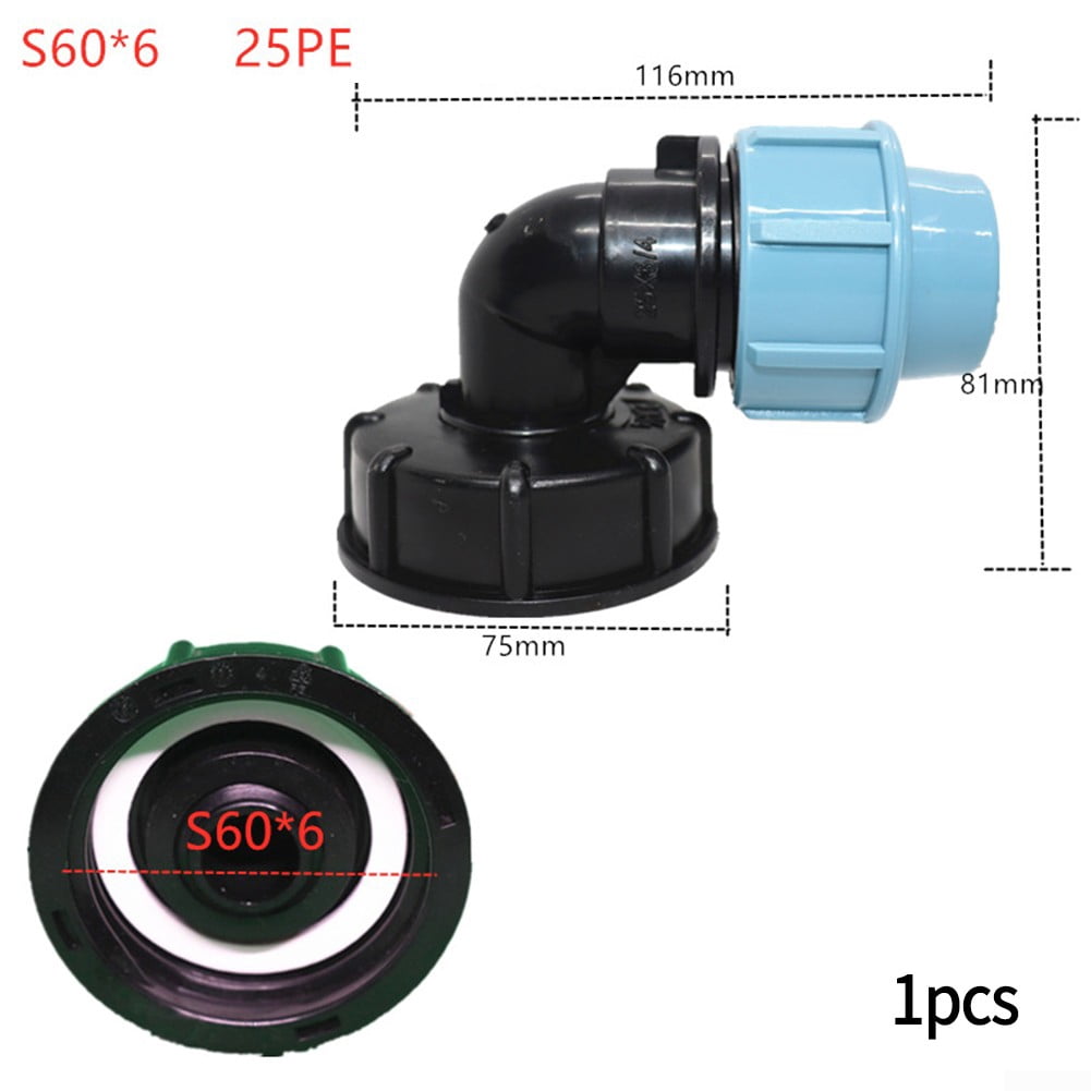 Arkzeo IBC Tank Fitting S60X6 to Elbow, 3-Way Valve Fitting 20mm 25mm ...