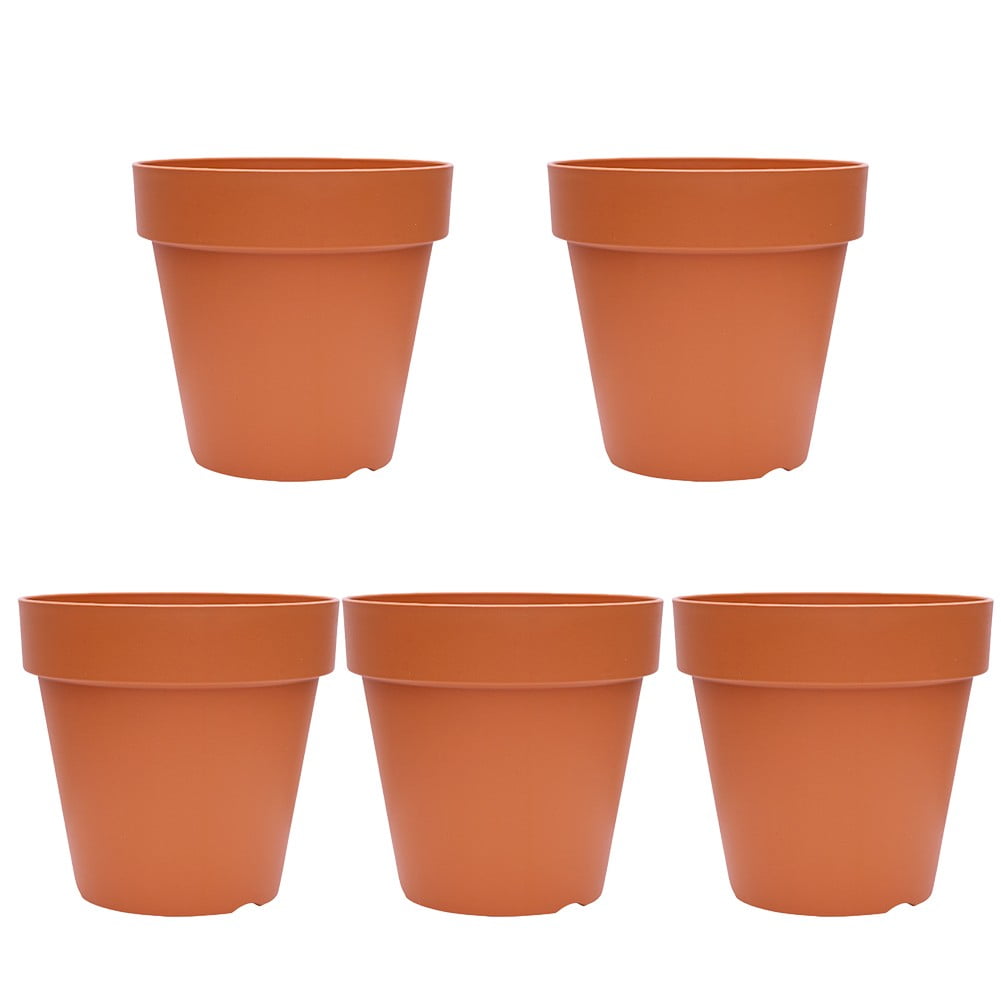 Arkzeo Resin Flower Pots with Trays Set of 10 - Breathable Terracotta ...