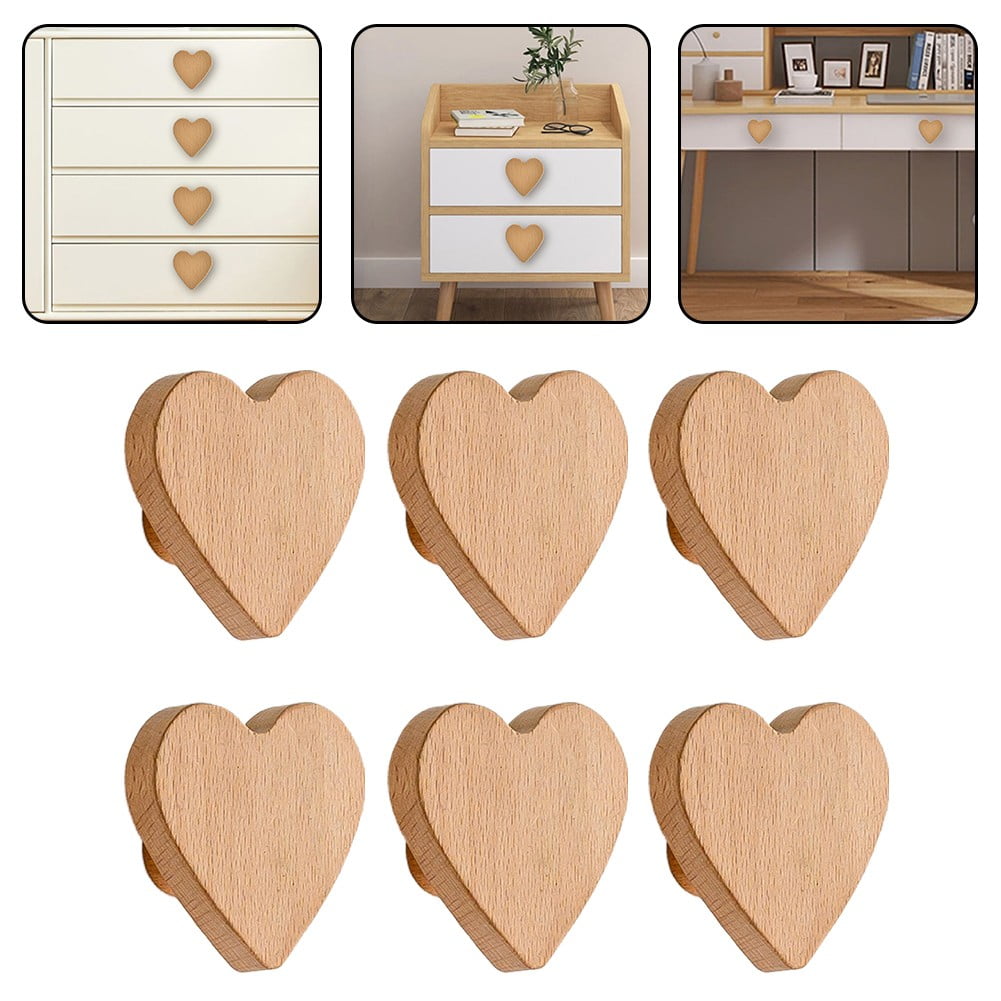 Arkzeo Romantic Heart Shaped Wooden Handles for Cabinets and Dressers ...
